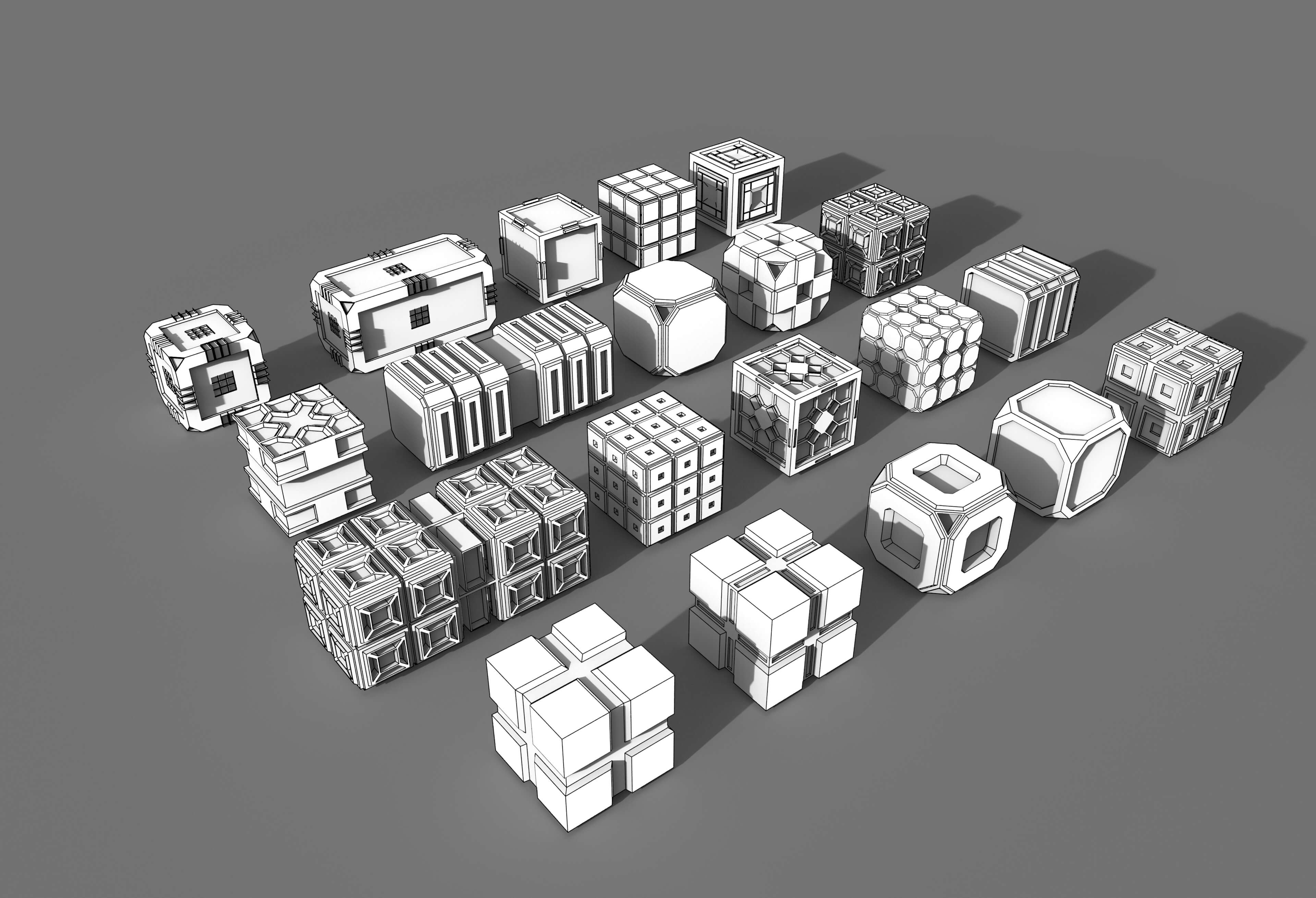 Sic-Fi Box Collection Metal 3D Model by ApuArt