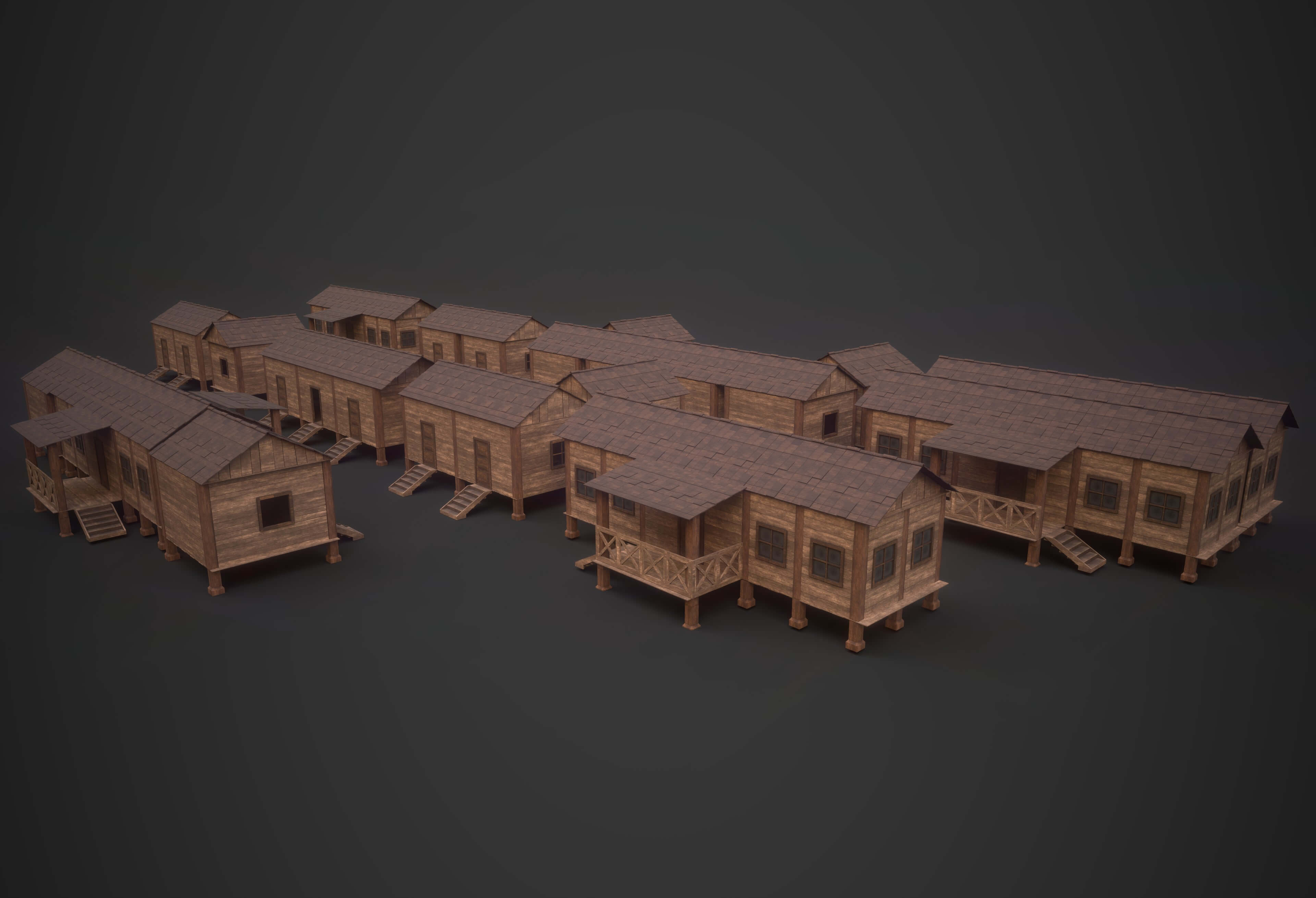 Village Modular Wood House - 3D Model by ApuArt