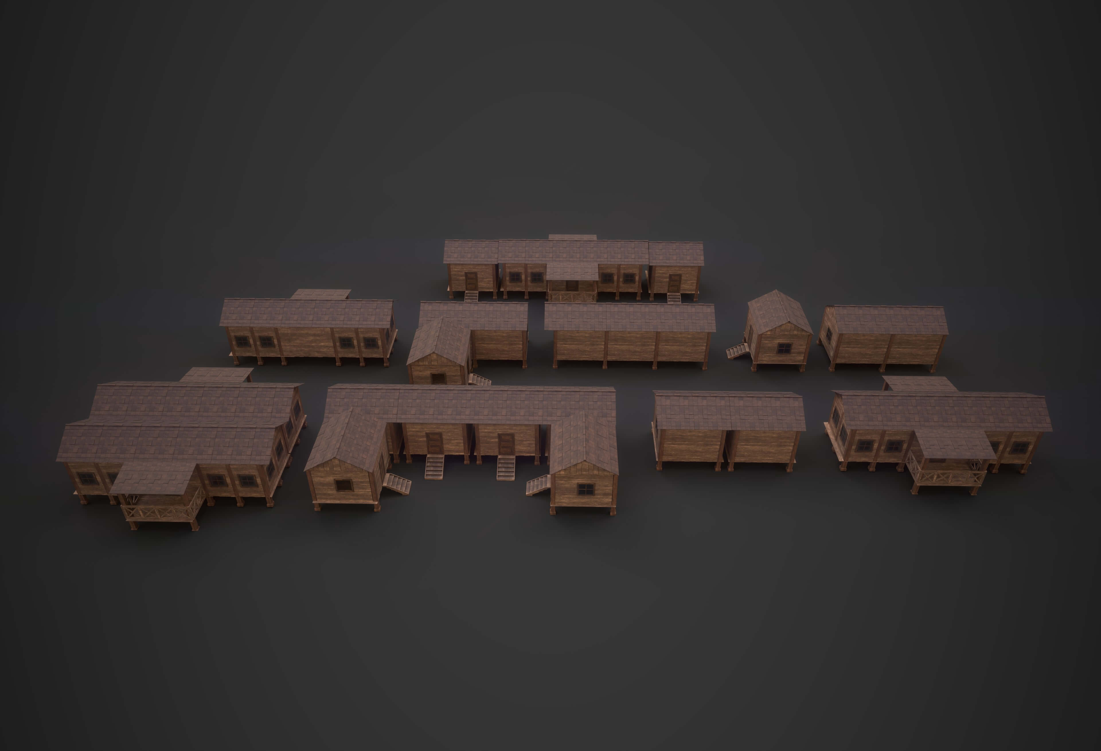 Village Modular Wood House - 3D Model by ApuArt