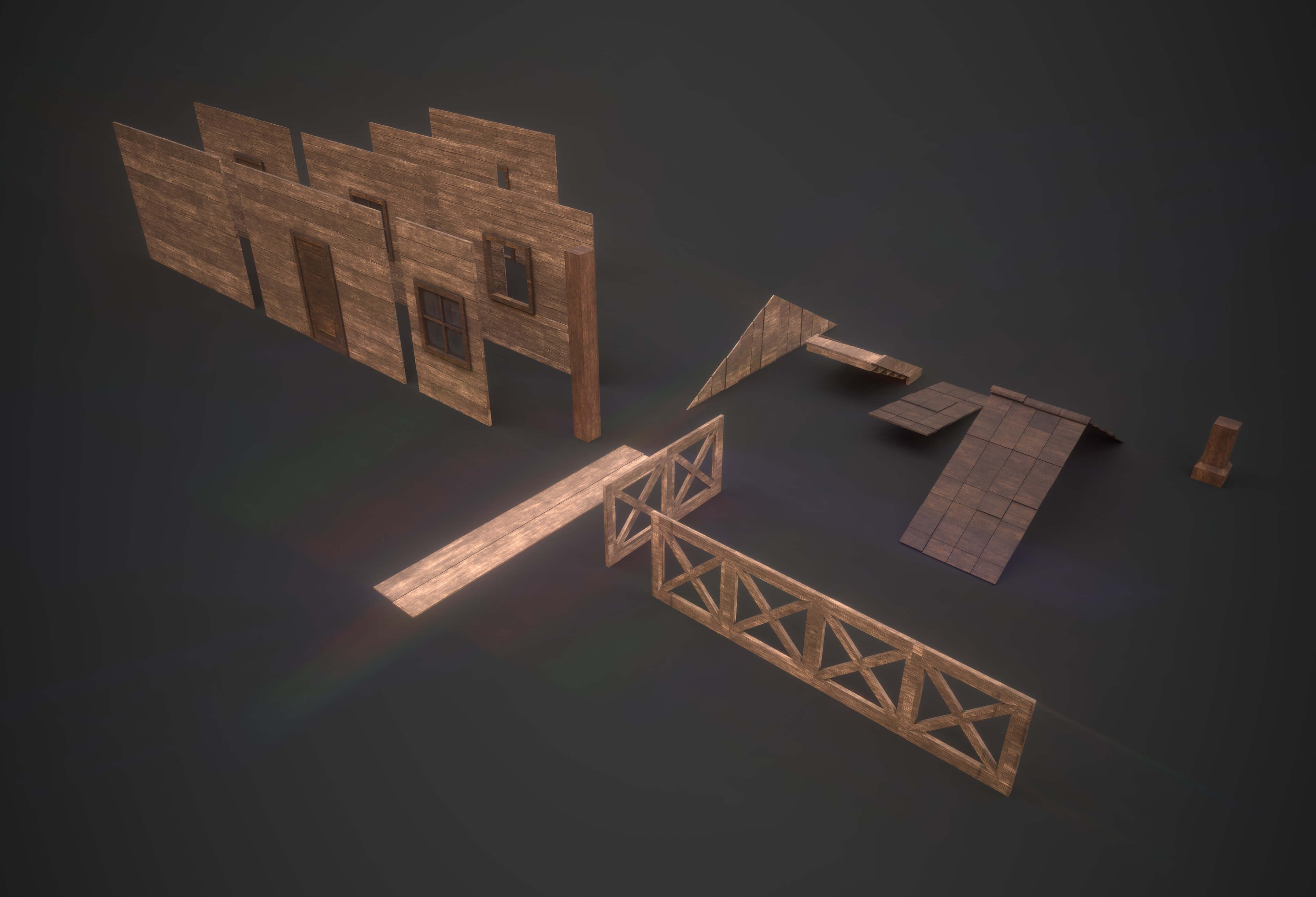 Village Modular Wood House - 3D Model by ApuArt