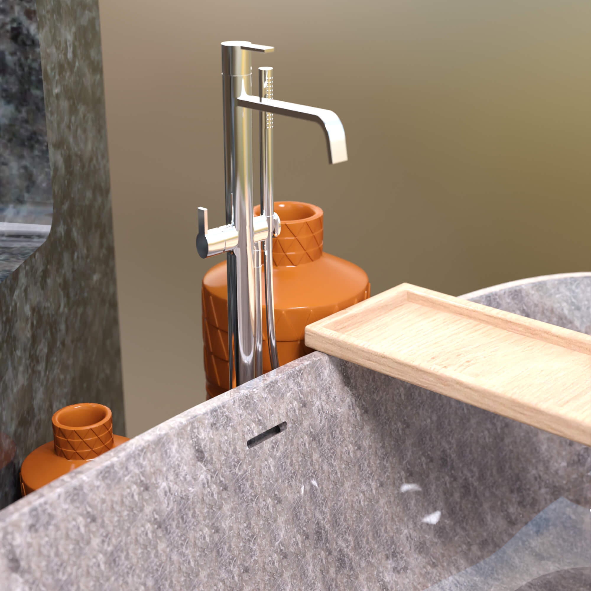 AQ3D Unique Bath Tub Set With Wall - Daz Content by AQ3D