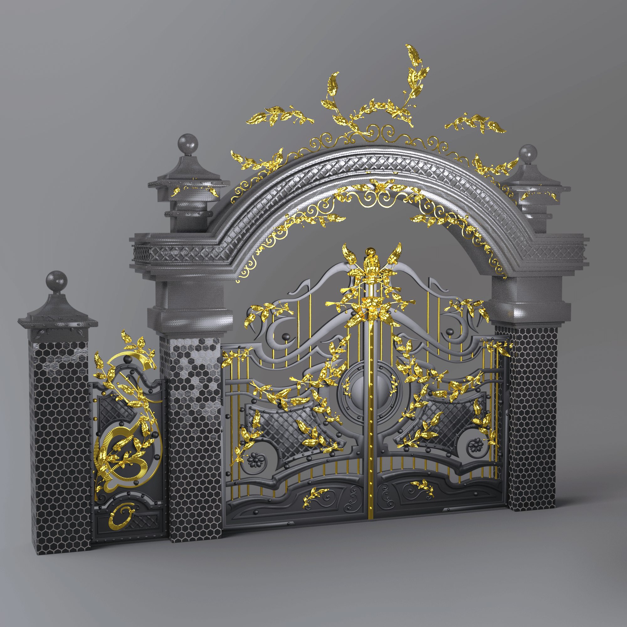 AQ3D Luxury Main Gate 3D Render, Digital Art by AQ3D