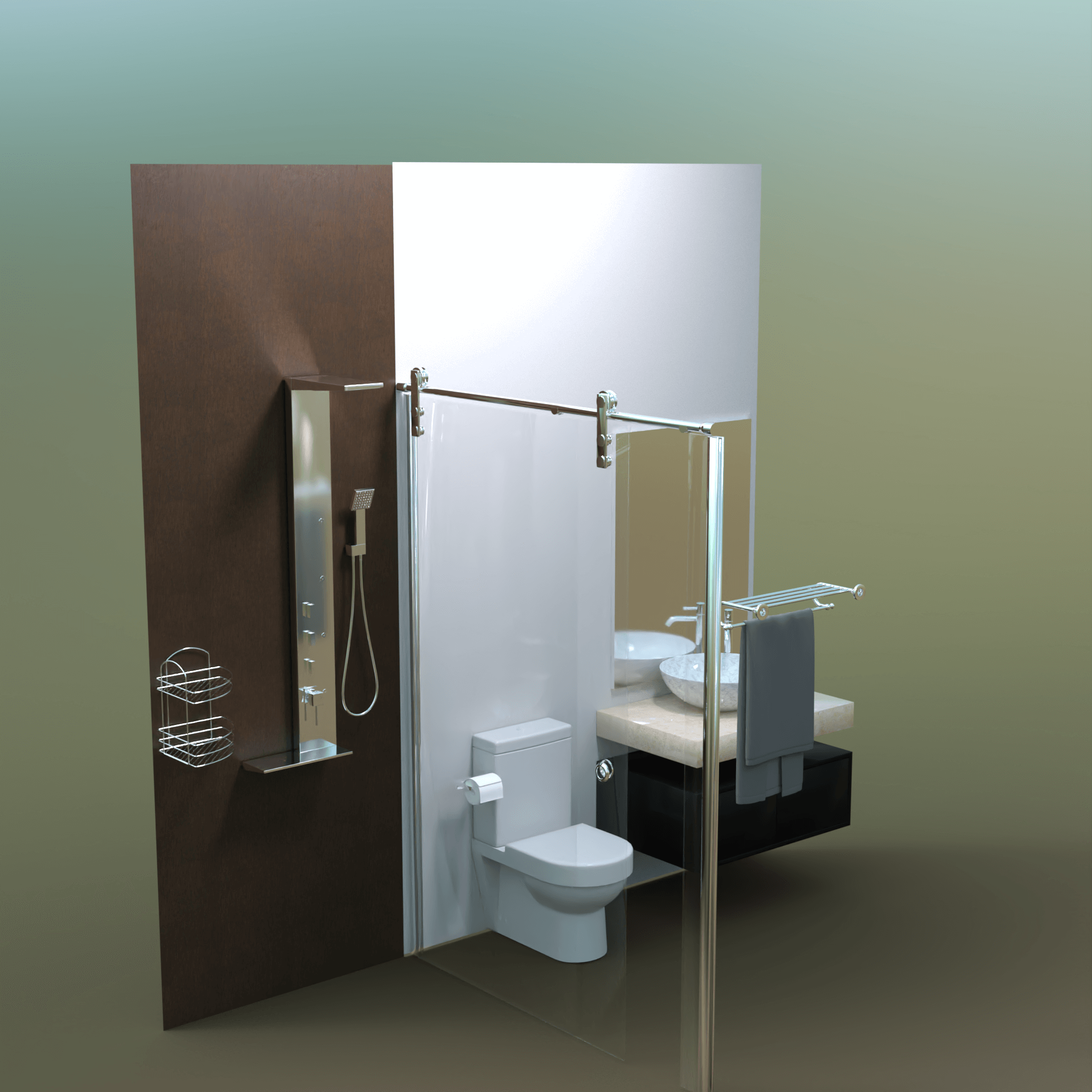 Bathroom Model 3D Render, Digital Art by AQ3D