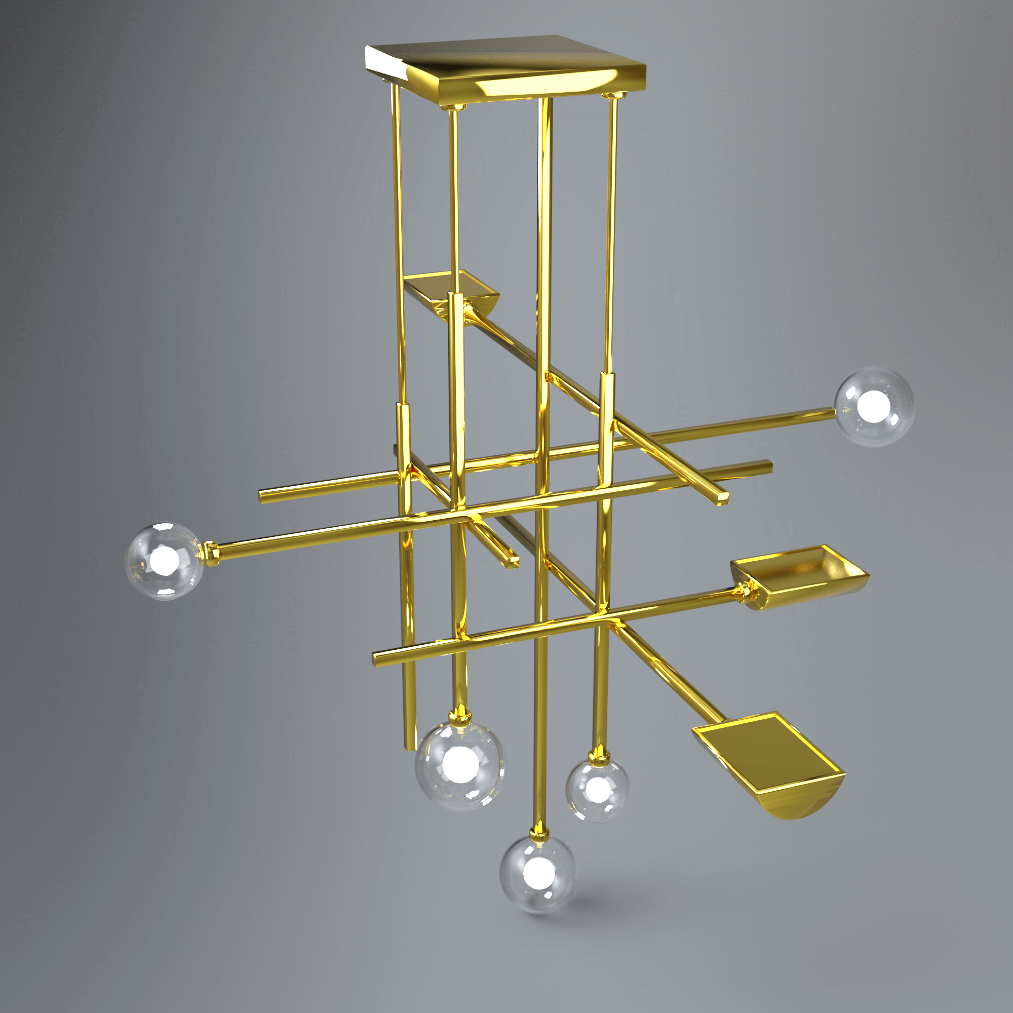 Ceiling Lights 3D Render, Digital Art by AQ3D