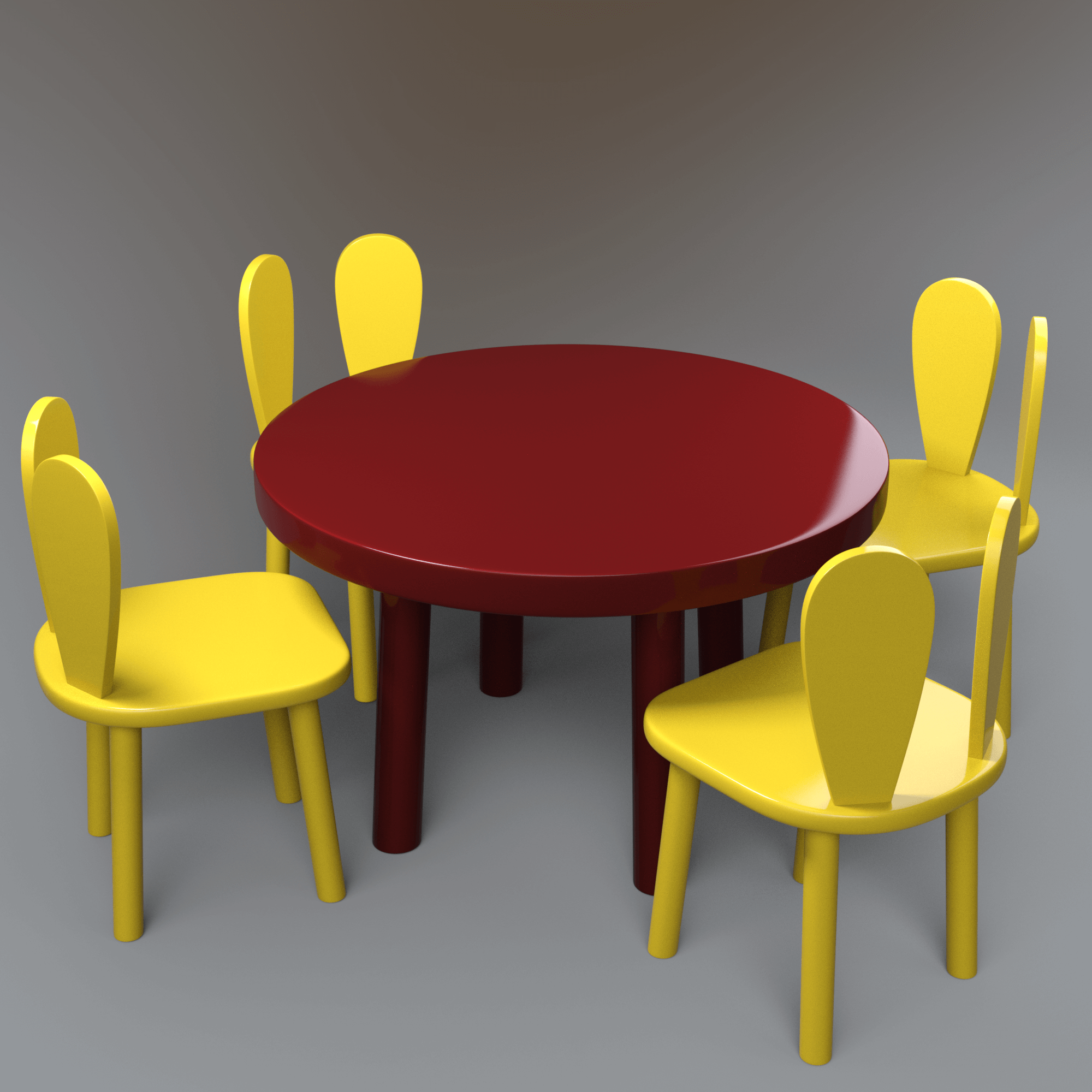 Children Table and Chairs 4 3D Render, Digital Art by AQ3D