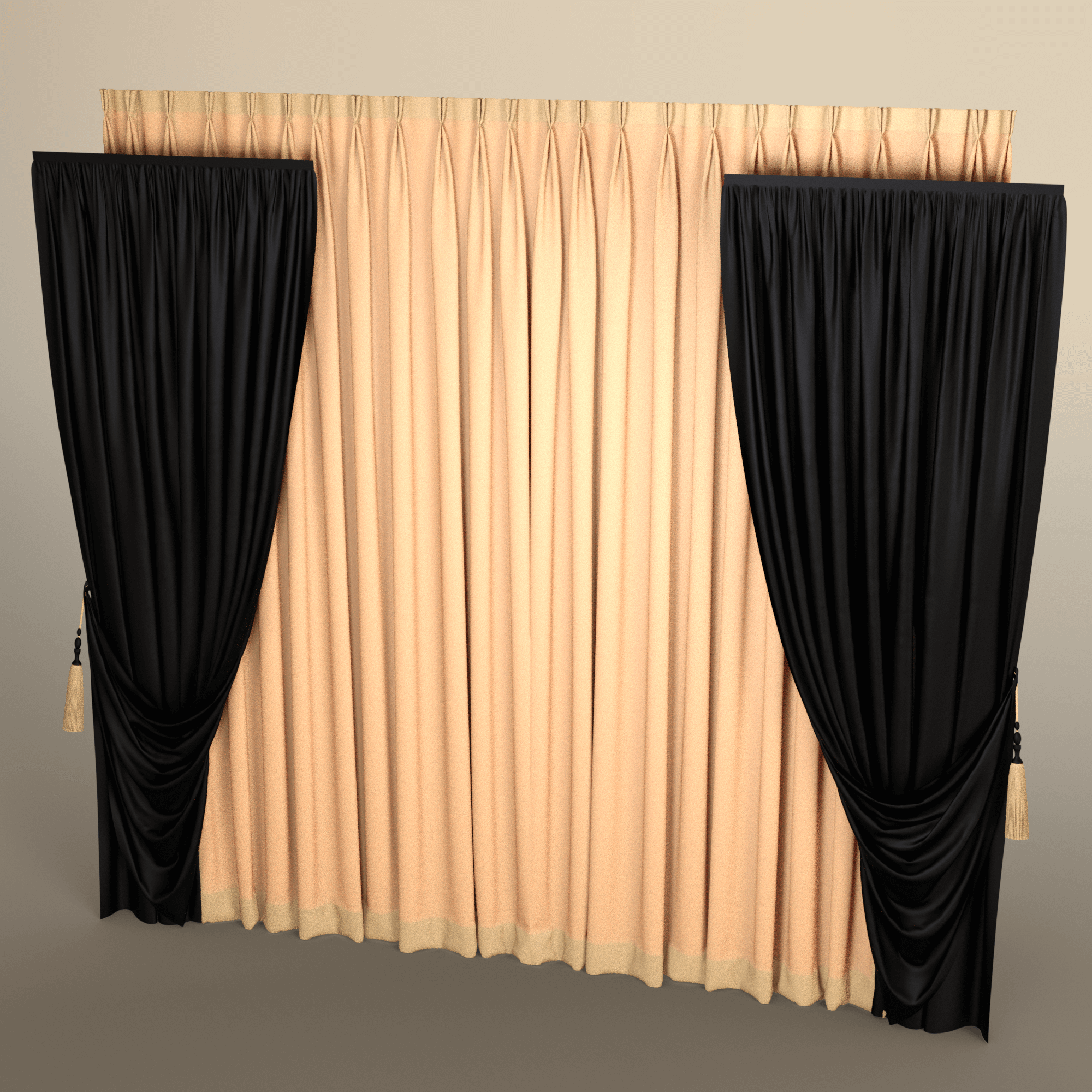 Curtains Model 2 3D Render, Digital Art by AQ3D