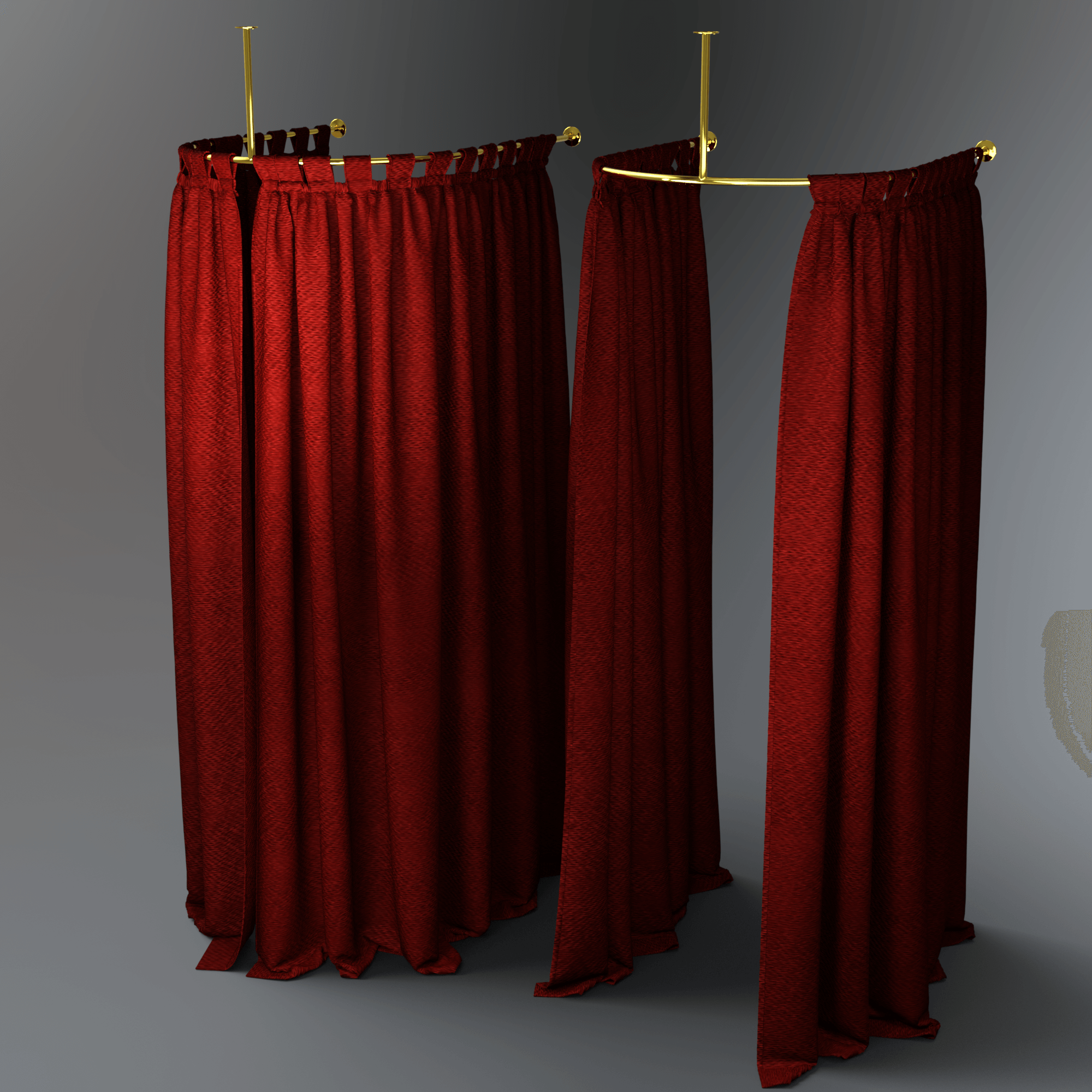 Curtains Model 3D Render, Digital Art by AQ3D