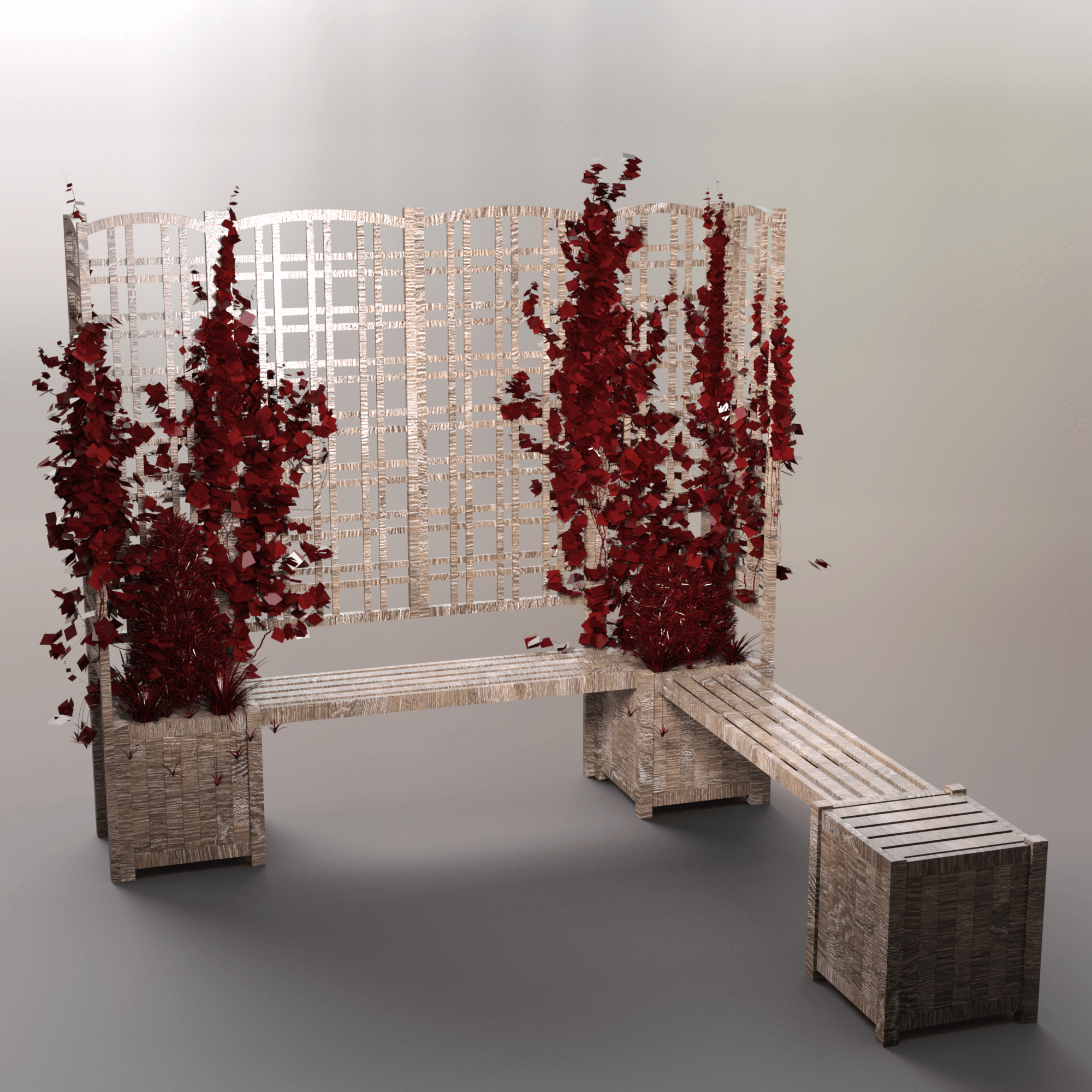 Garden Bench 3D Render, Digital Art by AQ3D