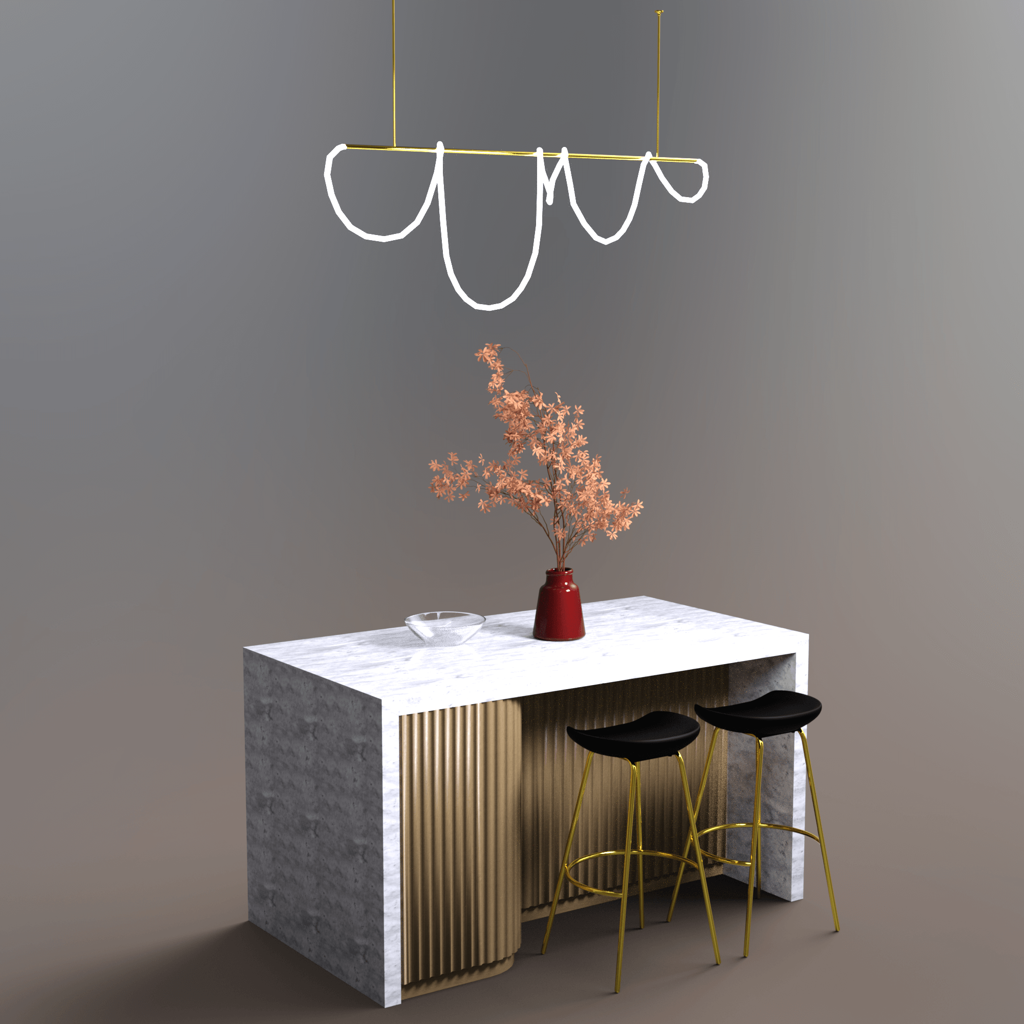 Kitchen Island 3D Render, Digital Art by AQ3D