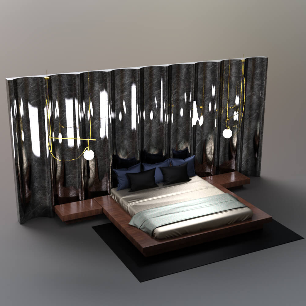 Master Bed 120 3D Render, Digital Art by AQ3D