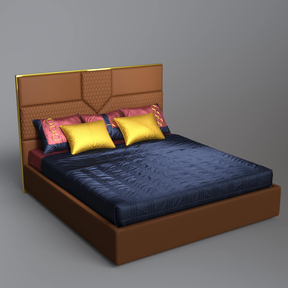 Master Bed 121 3D Render, Digital Art by AQ3D