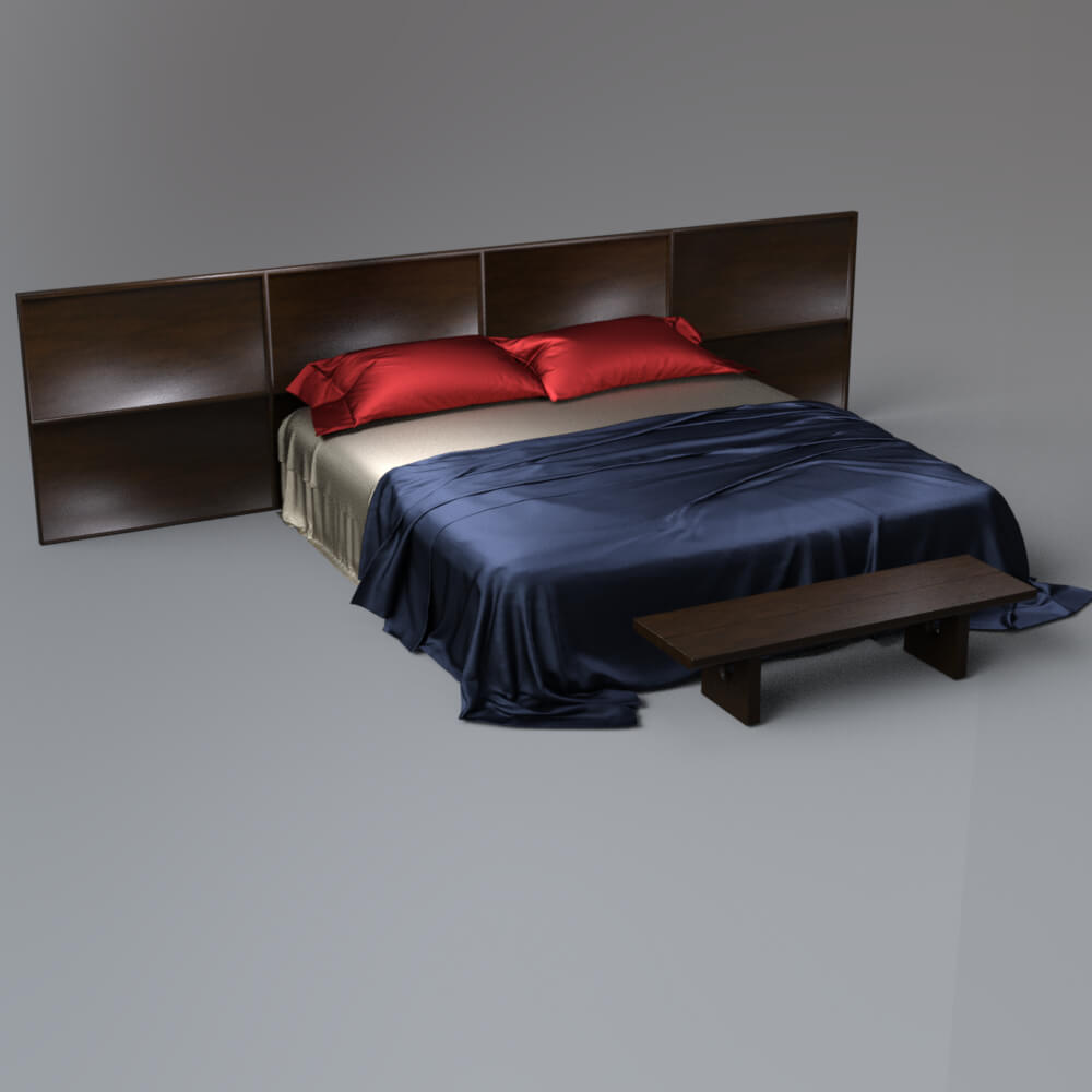 Master Bed 132 3D Render, Digital Art by AQ3D