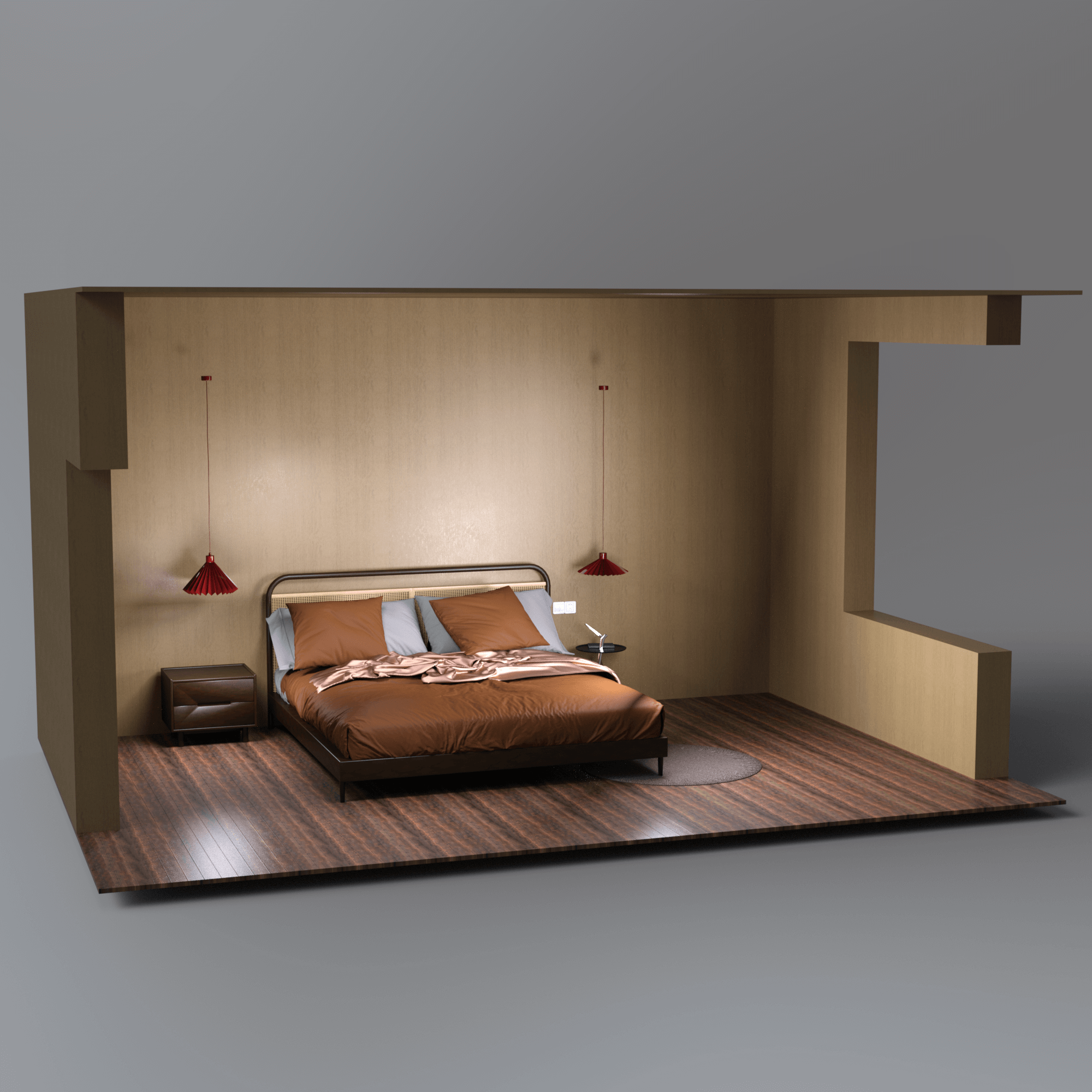 Master Bed 20 3D Render, Digital Art by AQ3D