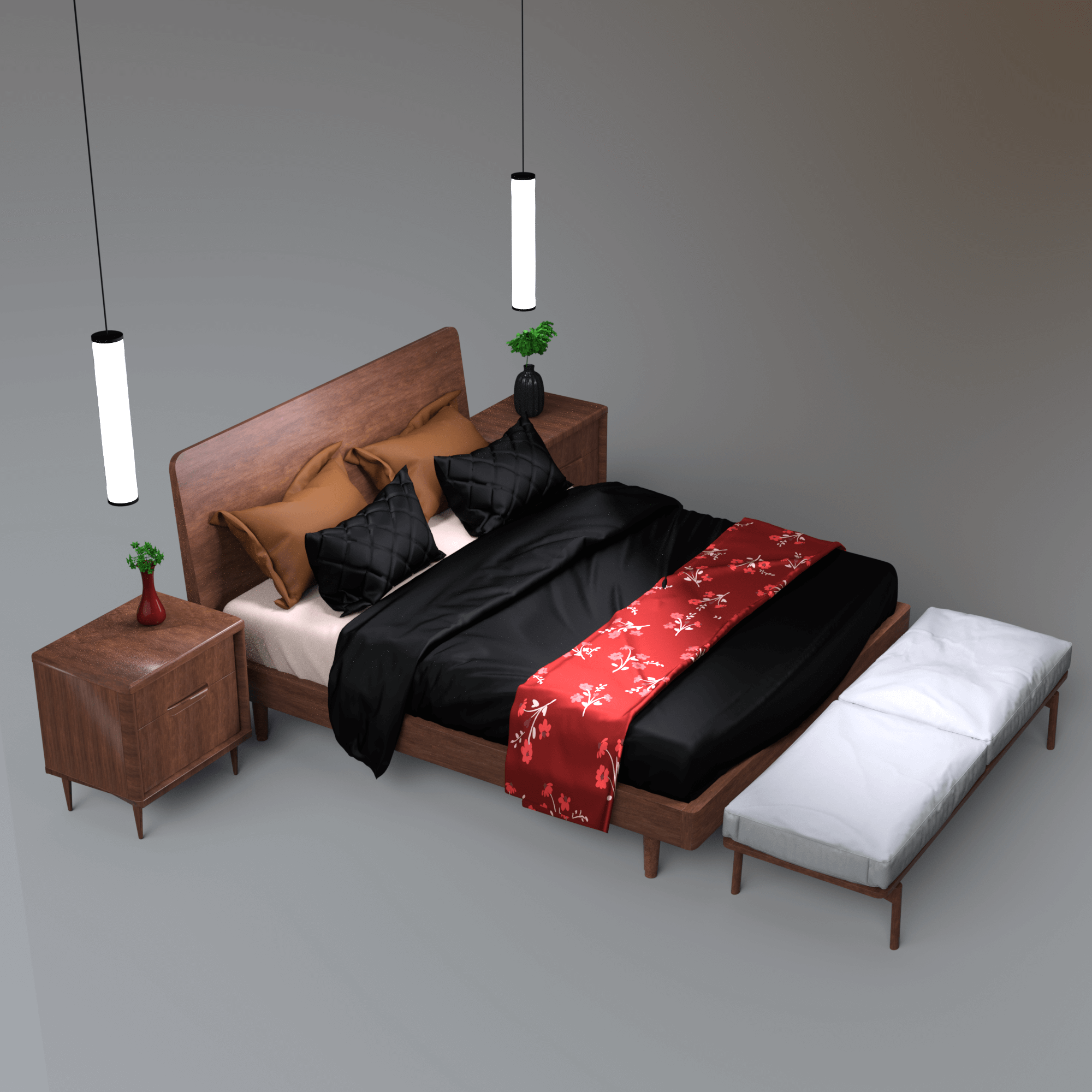 Master Bed 41 3D Render, Digital Art by AQ3D