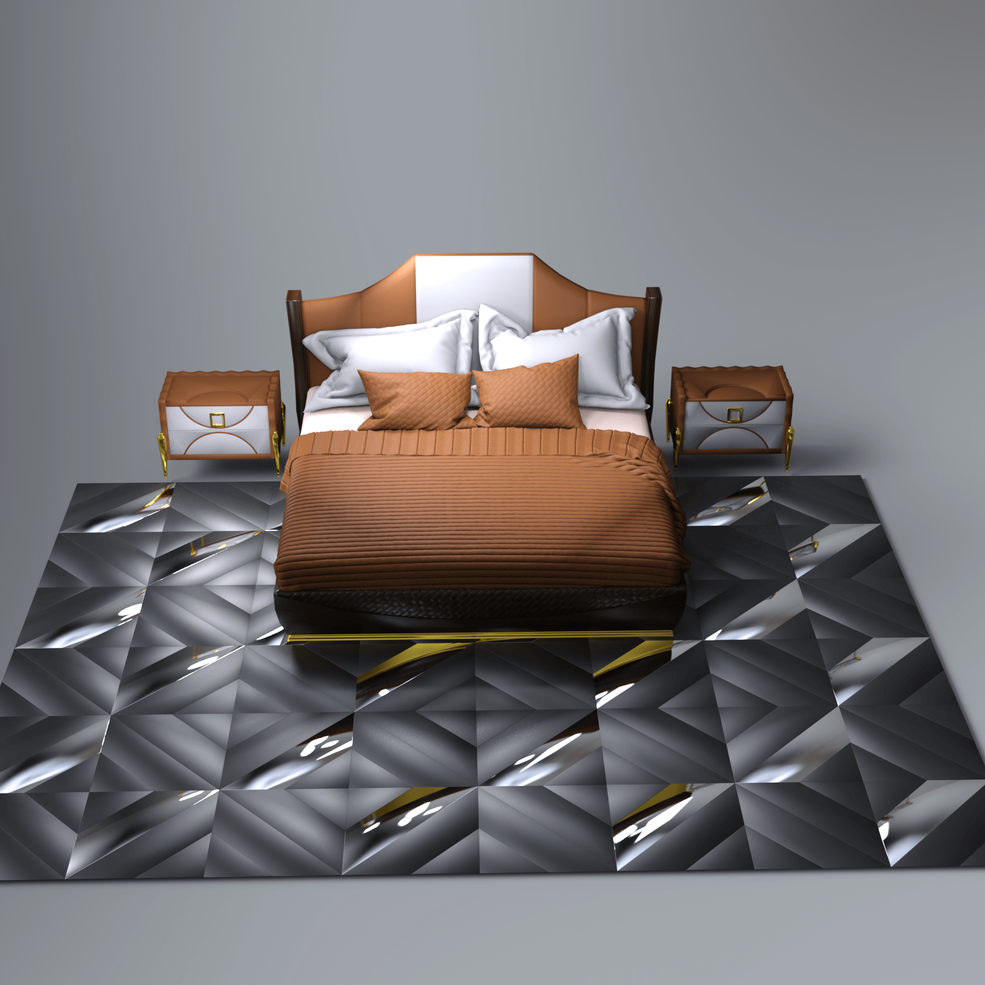 Master Bed 53 3D Render, Digital Art by AQ3D