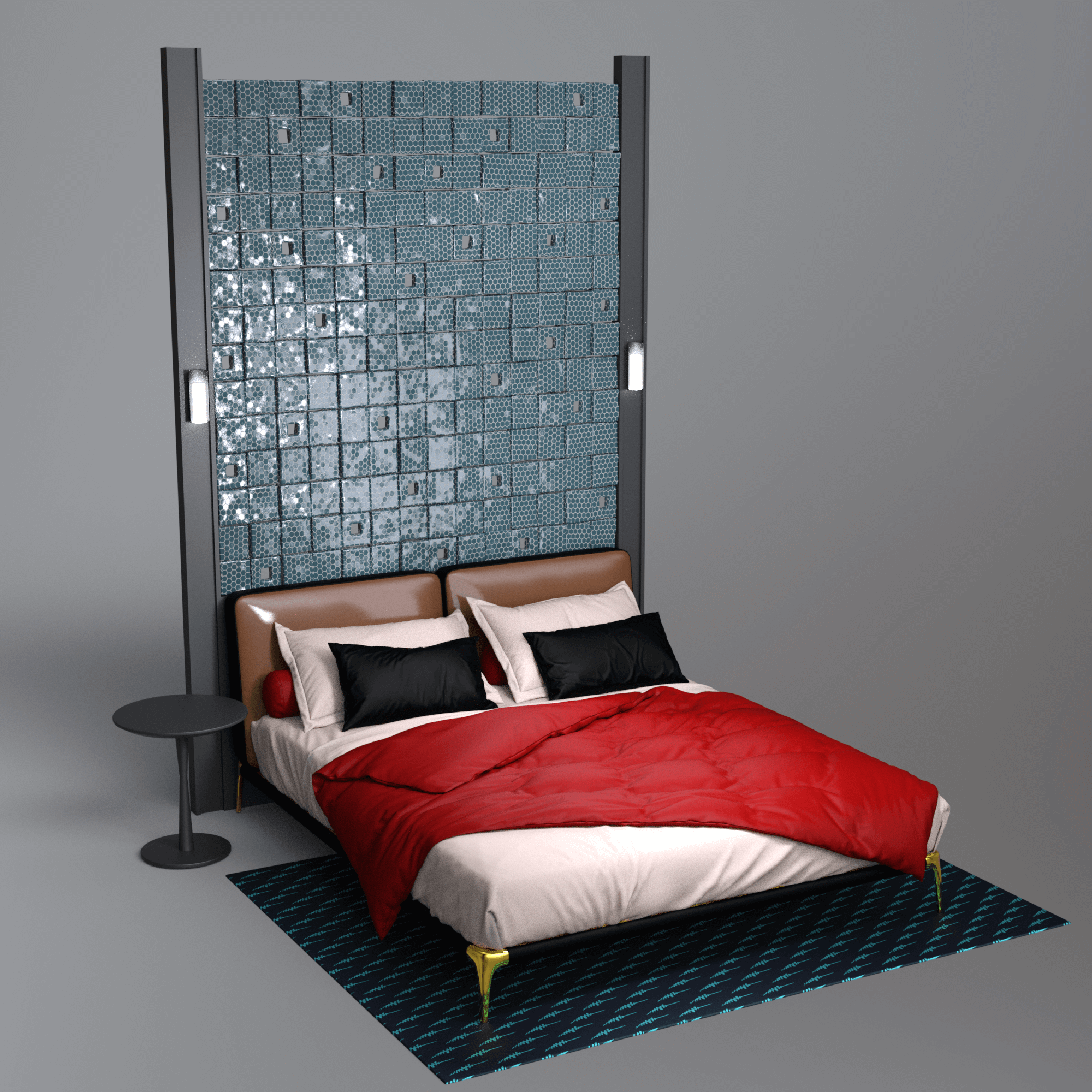 Master Bed 59 3D Render, Digital Art by AQ3D