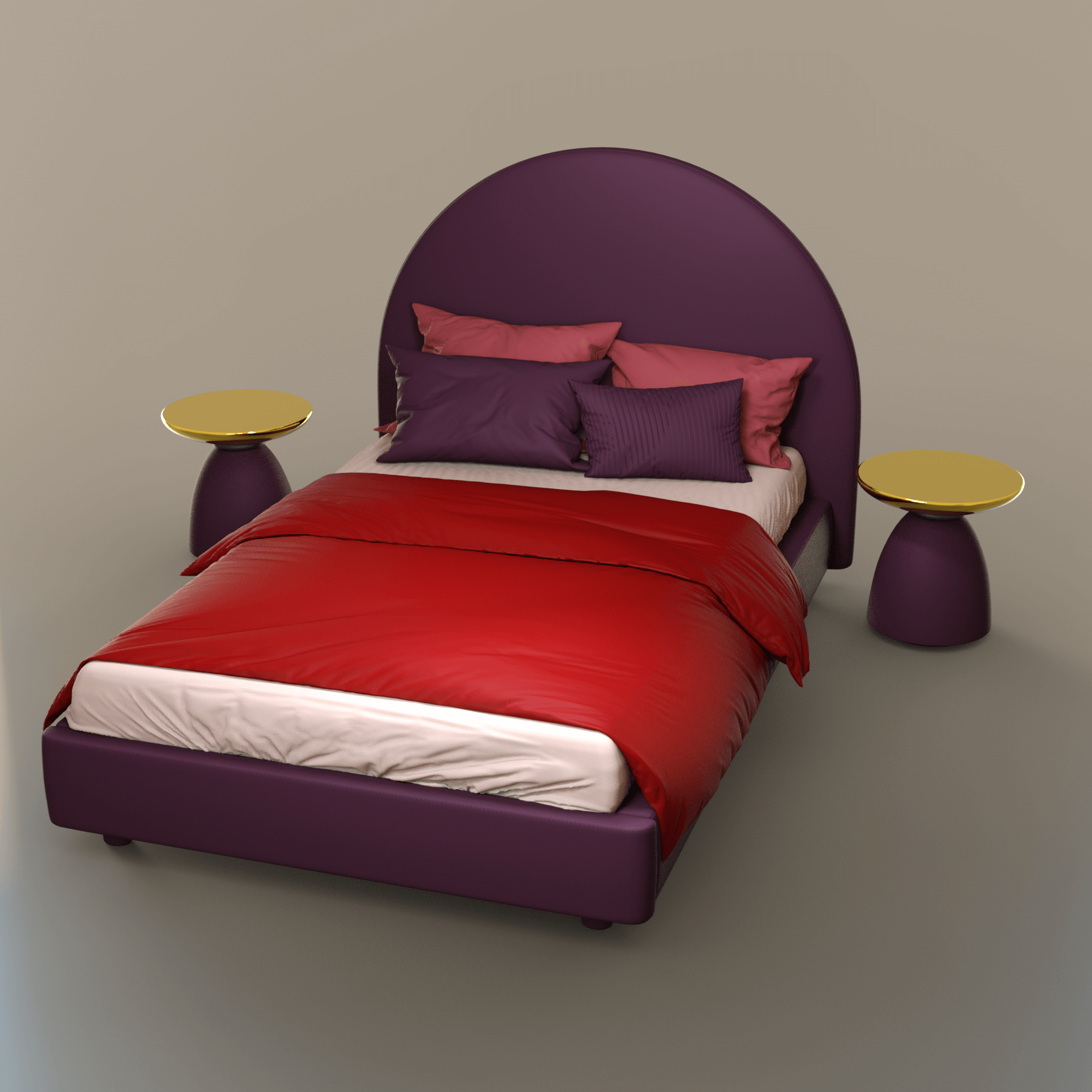 Master Bed 63 3D Render, Digital Art by AQ3D