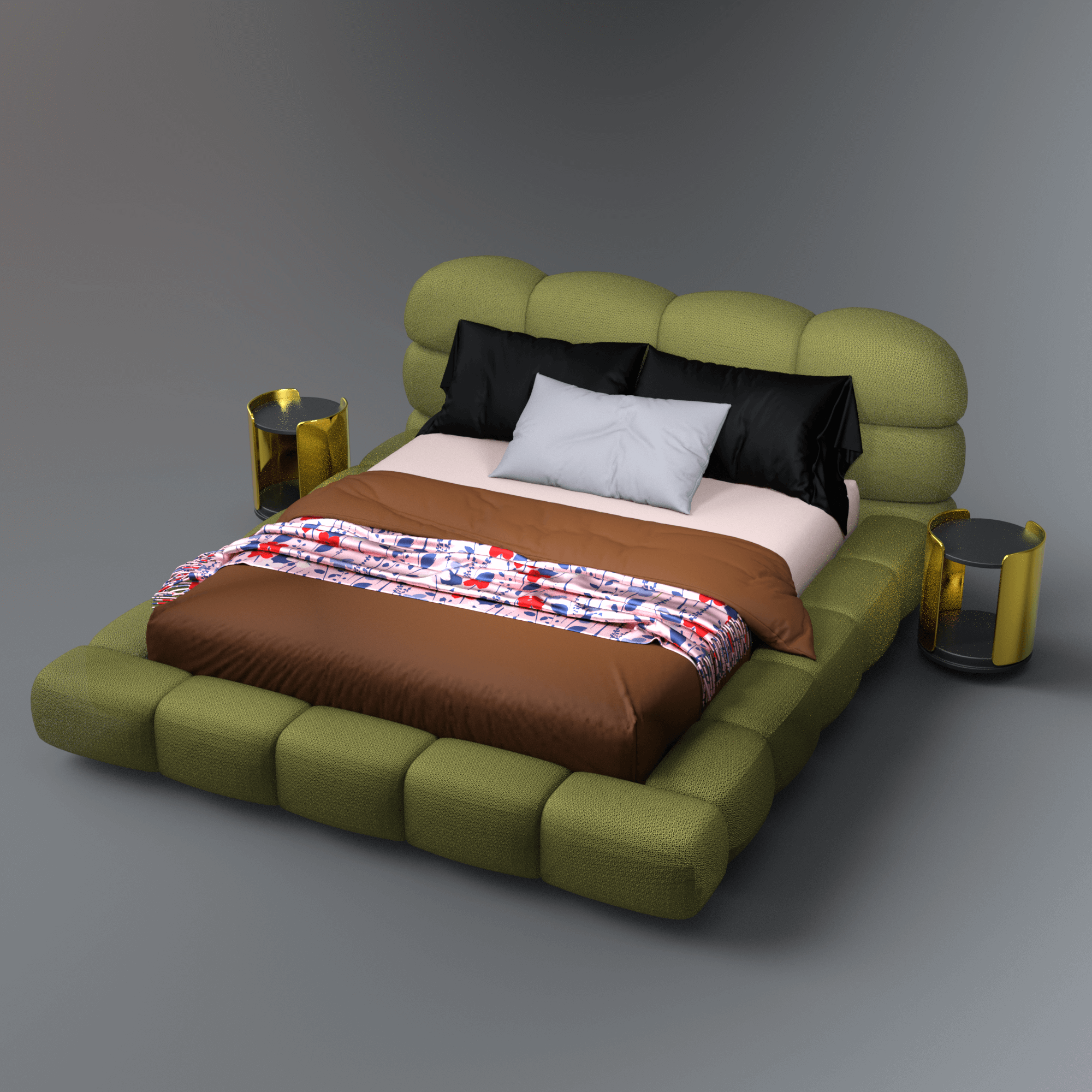 Master Bed 70 3D Render, Digital Art by AQ3D