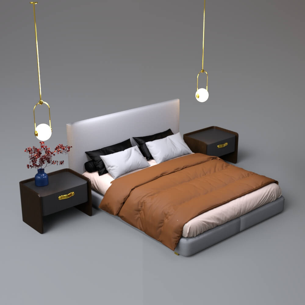 Master Bed 87 3D Render, Digital Art by AQ3D