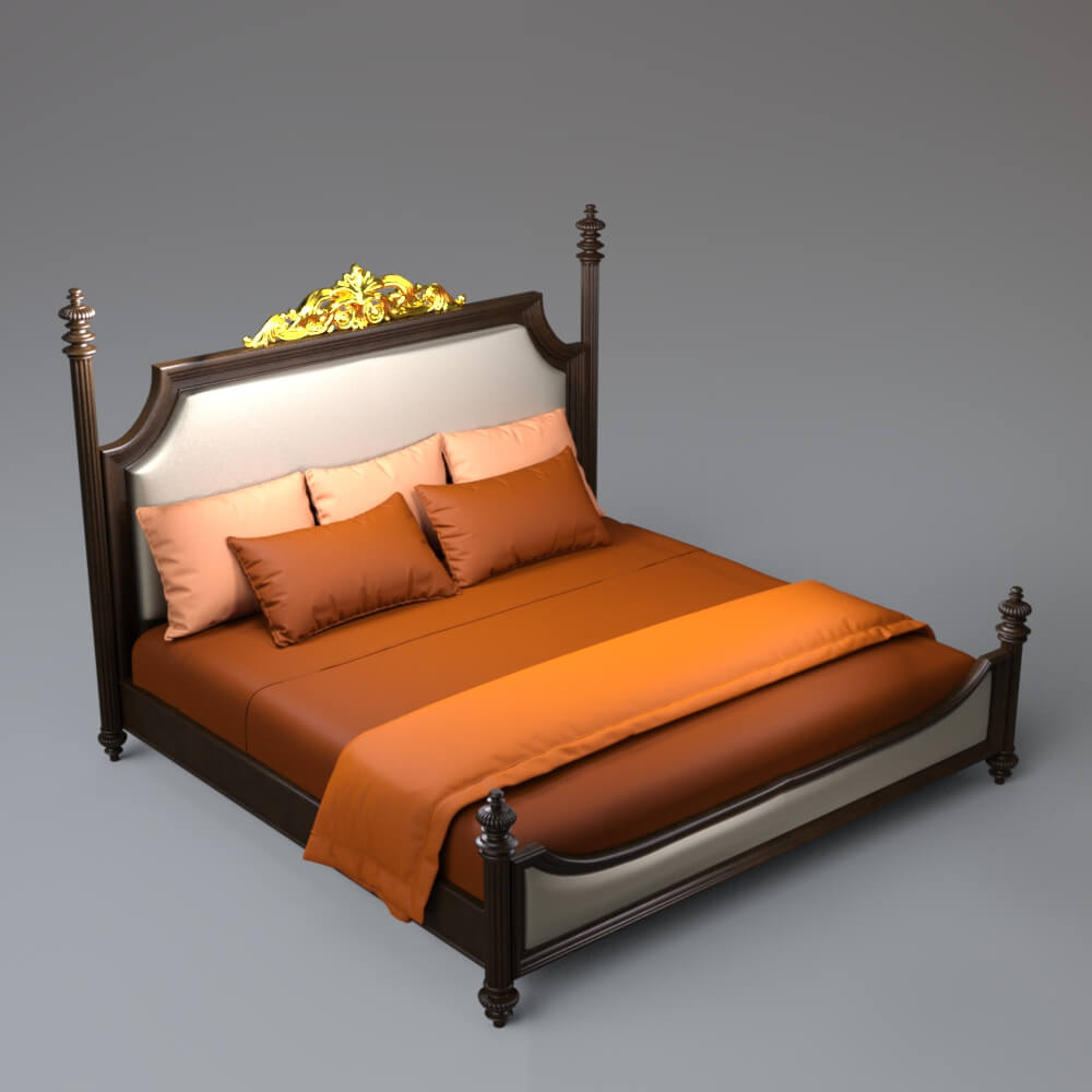 Master Bed 96 3D Render, Digital Art by AQ3D