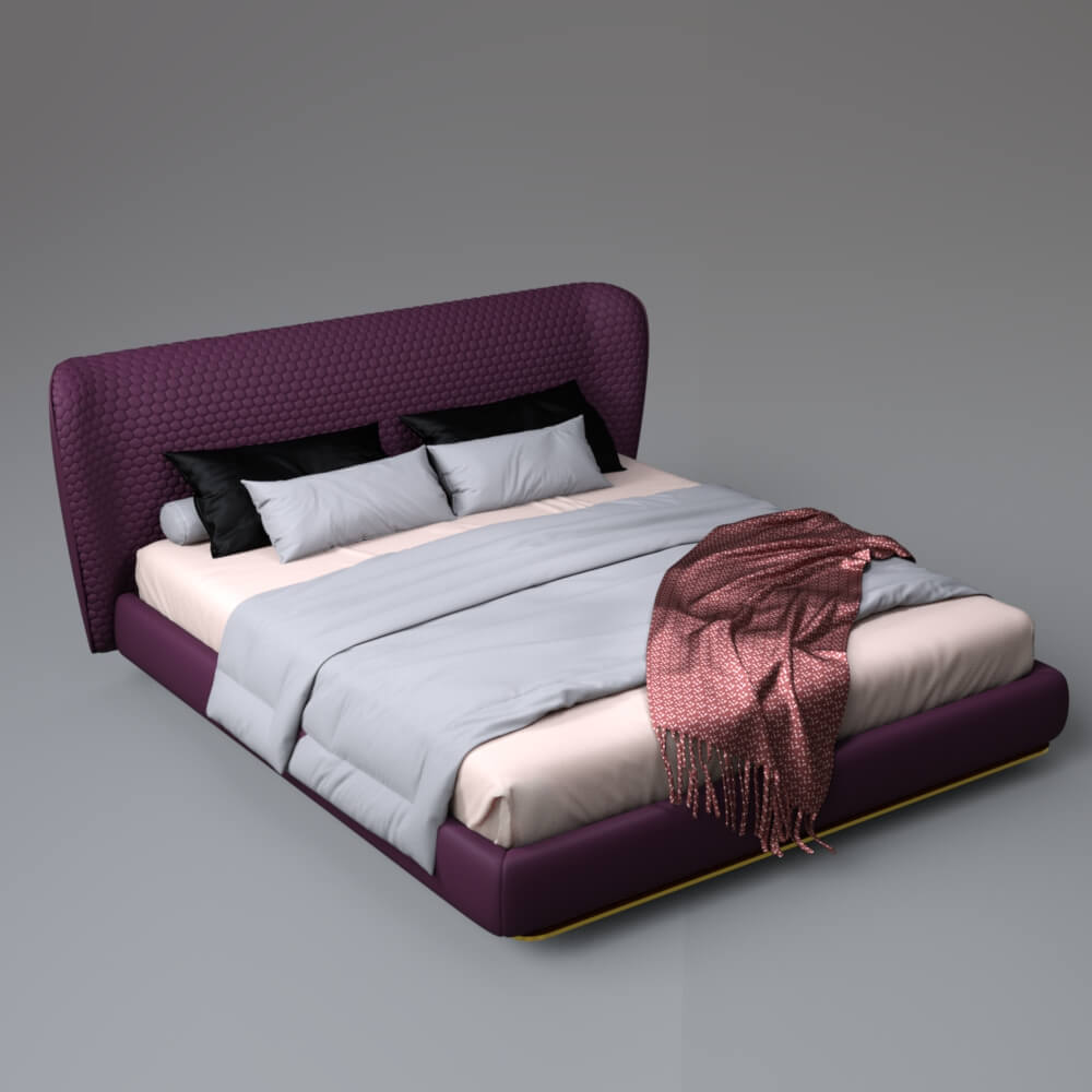 Master Bed 97 3D Render, Digital Art by AQ3D