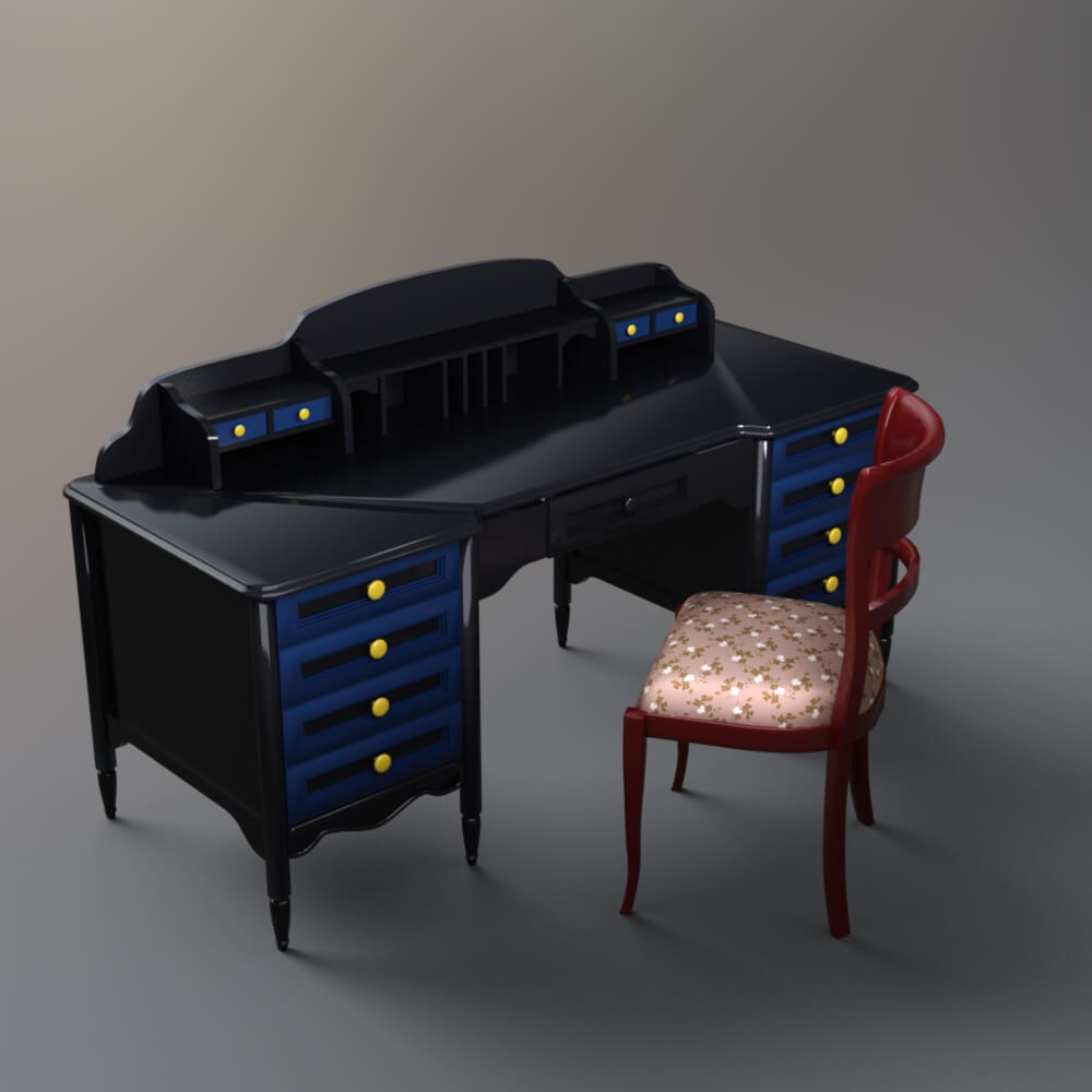 Master Chair and Table 27 3D Render, Digital Art by AQ3D