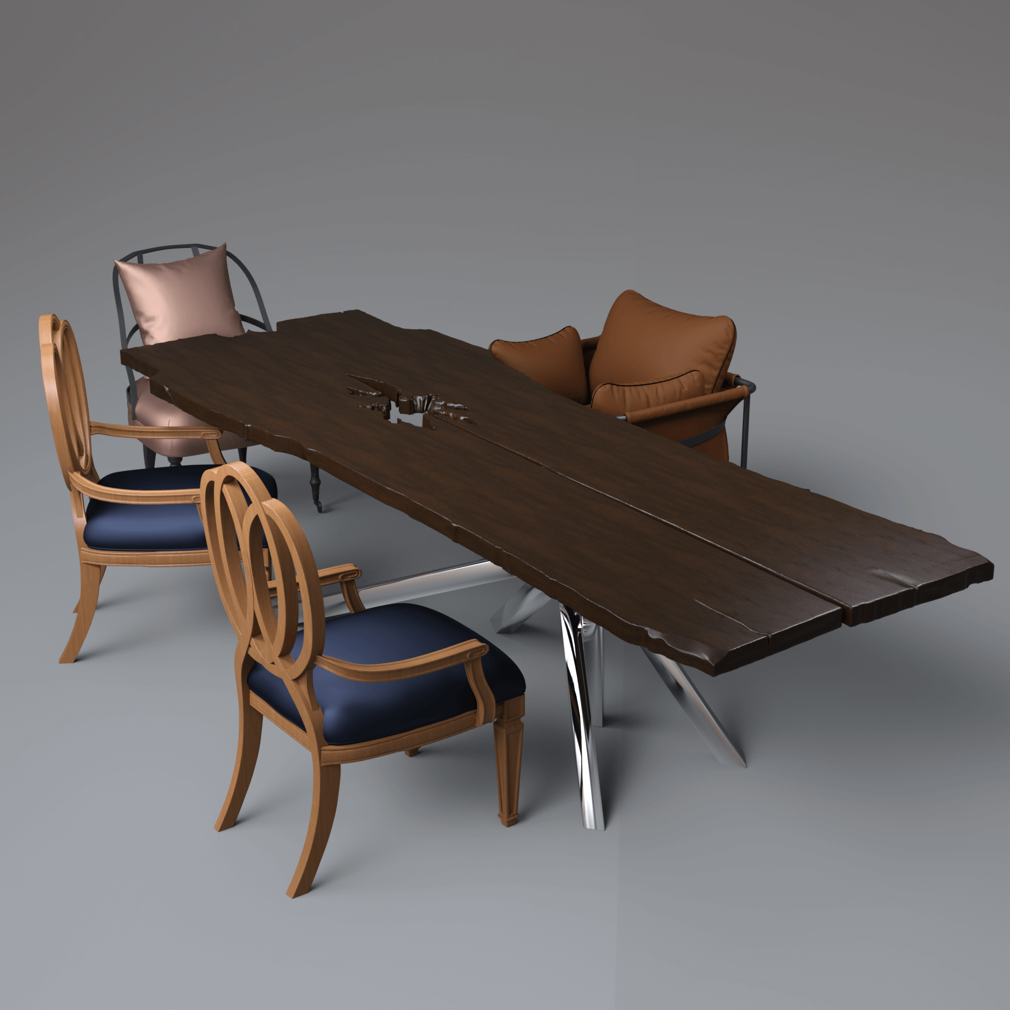 Master Chair and Table 3 3D Render, Digital Art by AQ3D