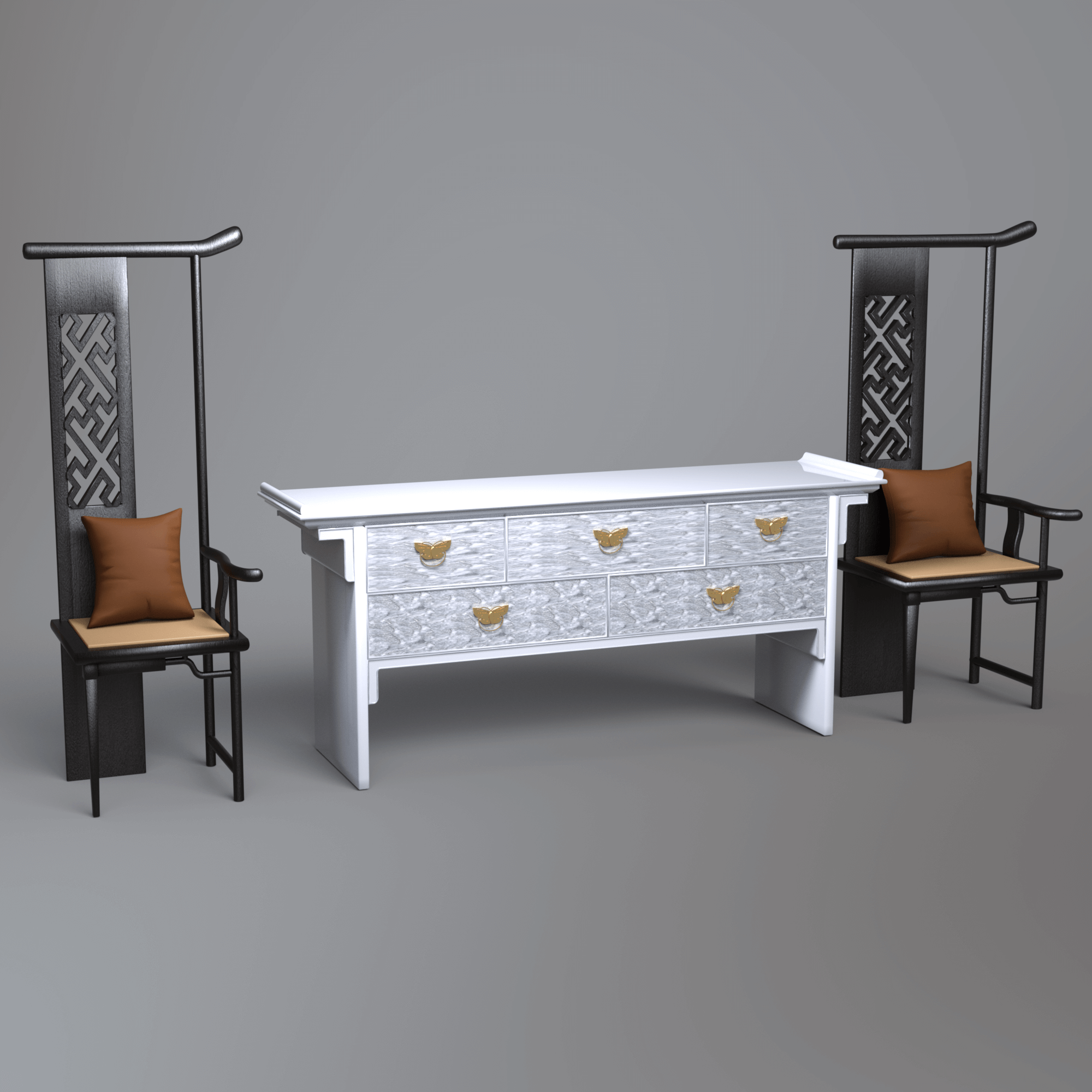 Master Chairs and Table 15 3D Render, Digital Art by AQ3D