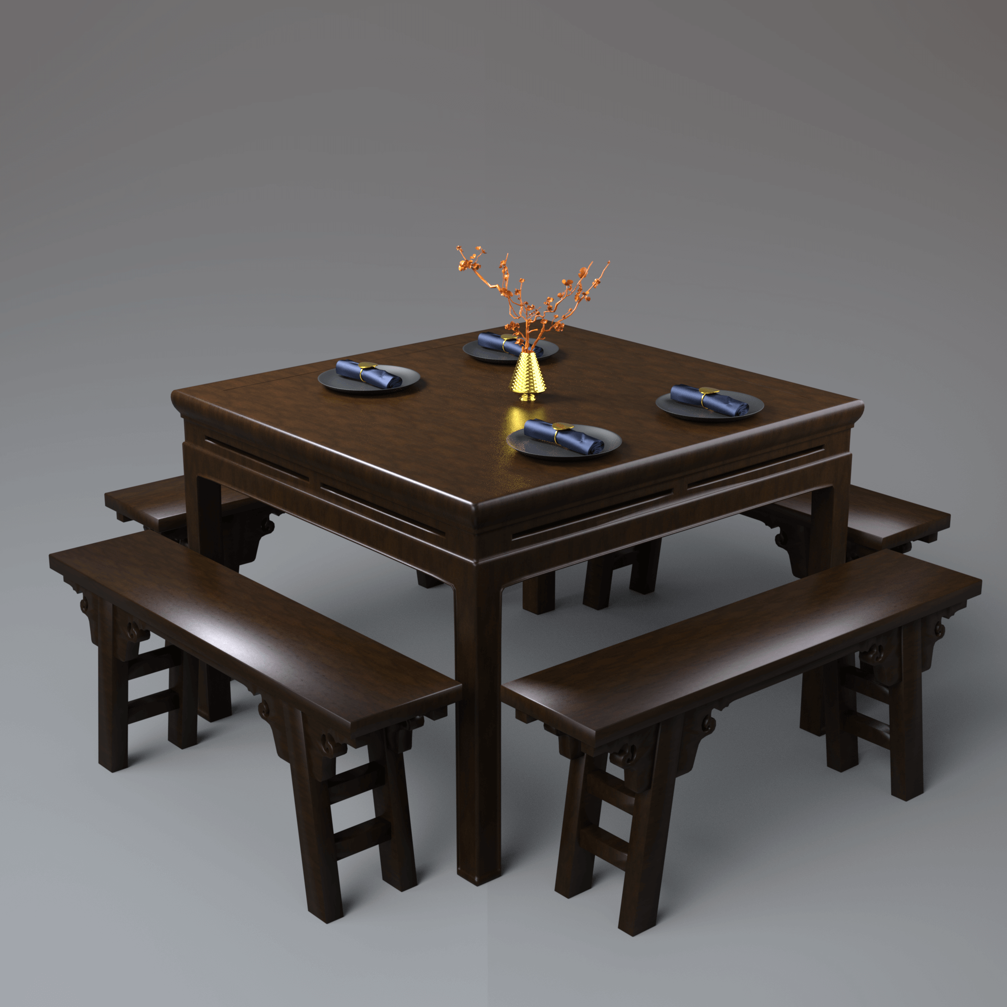 Master Dining Table 5 3D Render, Digital Art by AQ3D