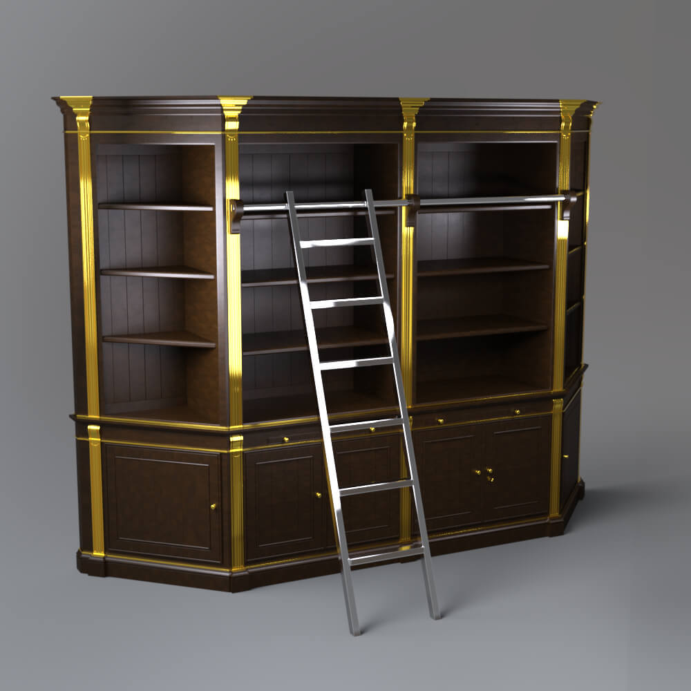 Master Library Cupboards 3D Render, Digital Art by AQ3D