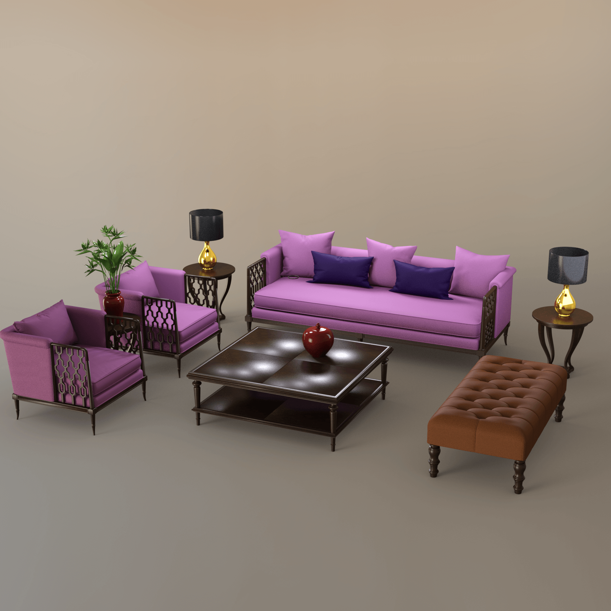 Master Sofa 89 3D Render, Digital Art by AQ3D