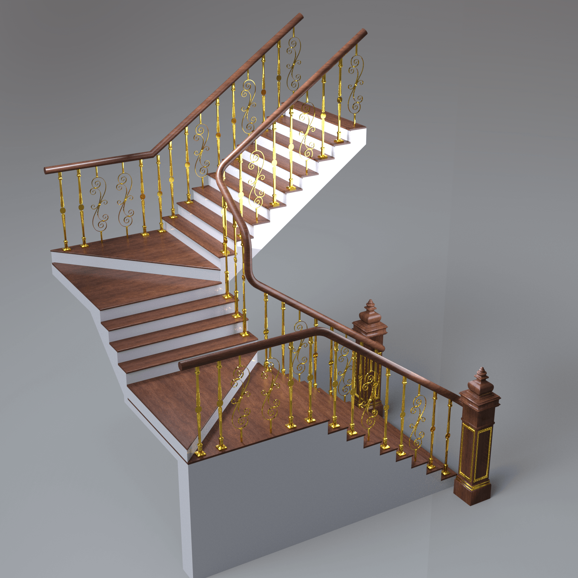 Master Stair Case 10 3D Render, Digital Art by AQ3D