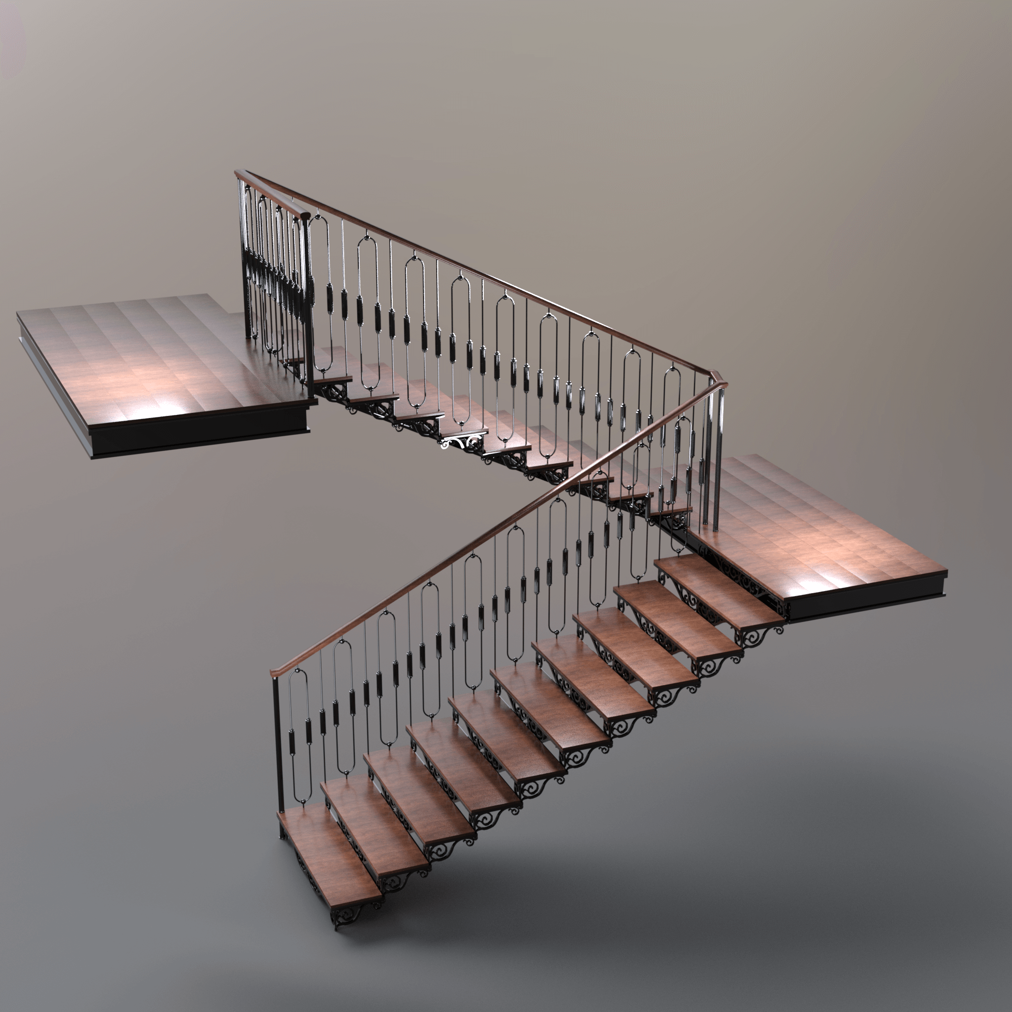 Master Stair Case 3D Render, Digital Art by AQ3D