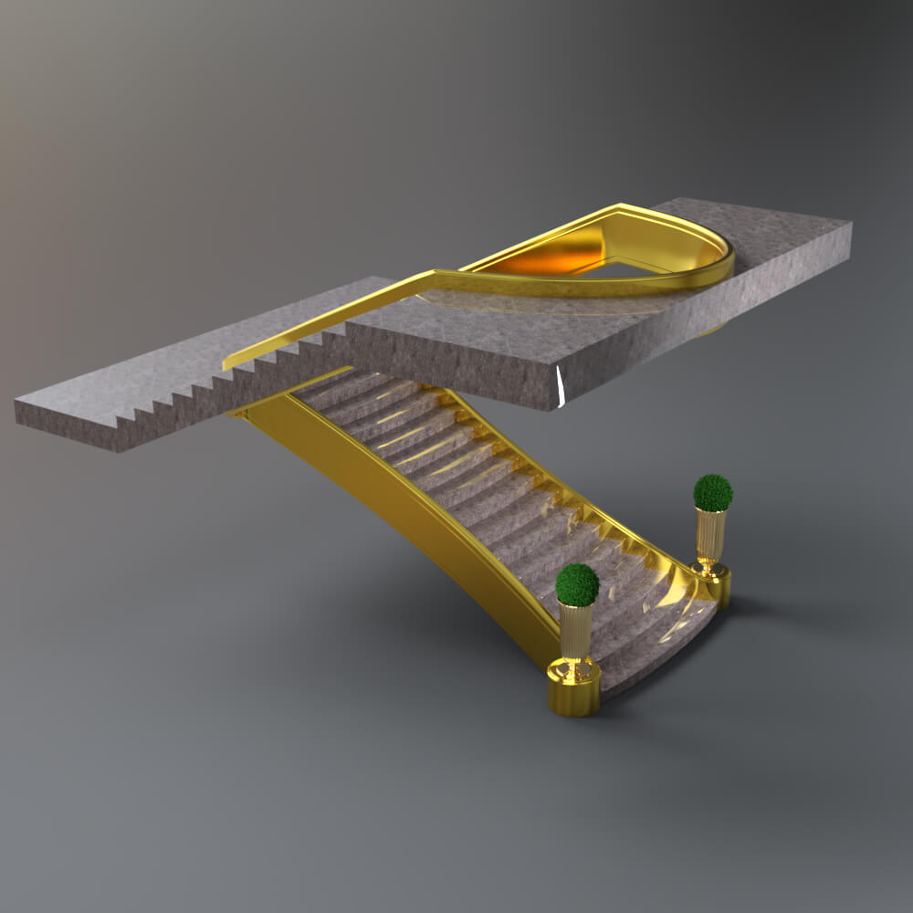 Master Staircase 12 3D Render, Digital Art by AQ3D