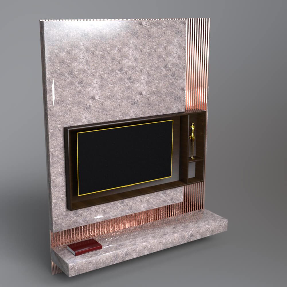 Modern TV Wall 7 3D Render, Digital Art by AQ3D