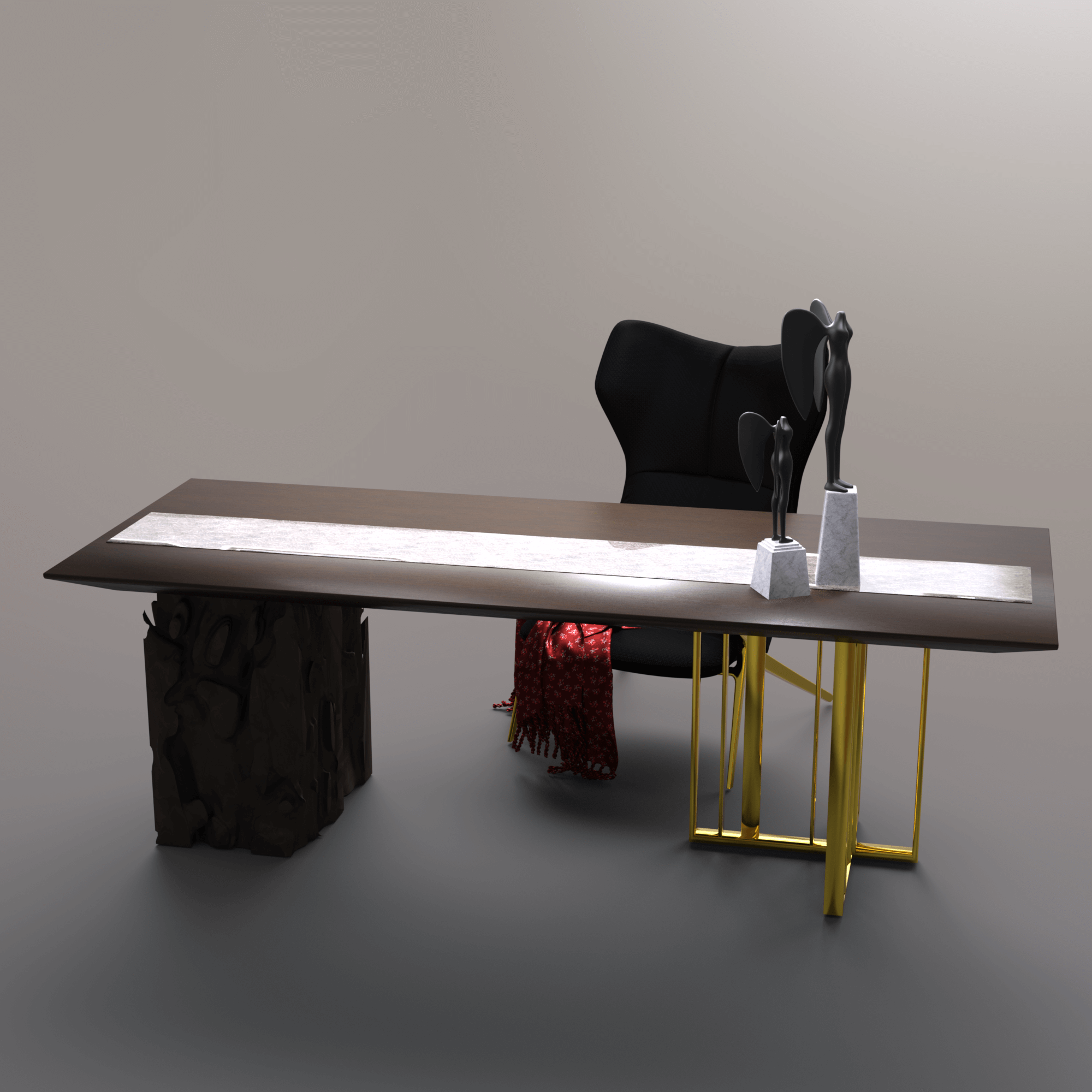 Office Work Table 2 3D Render, Digital Art by AQ3D