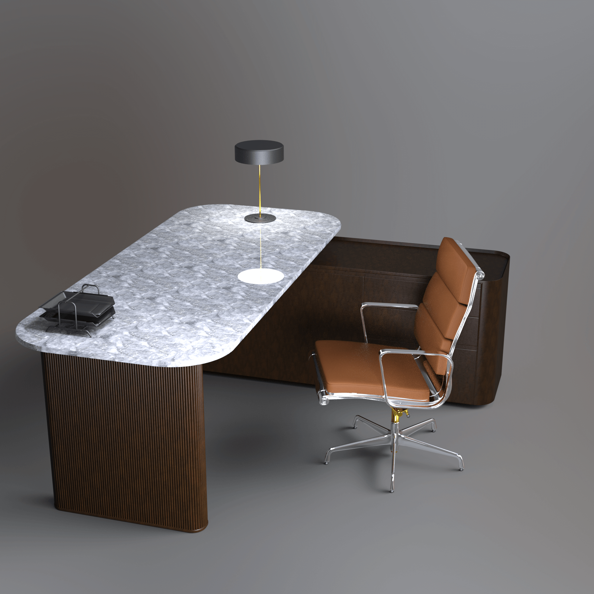 Office Work Table and Chair 10 3D Render, Digital Art by AQ3D