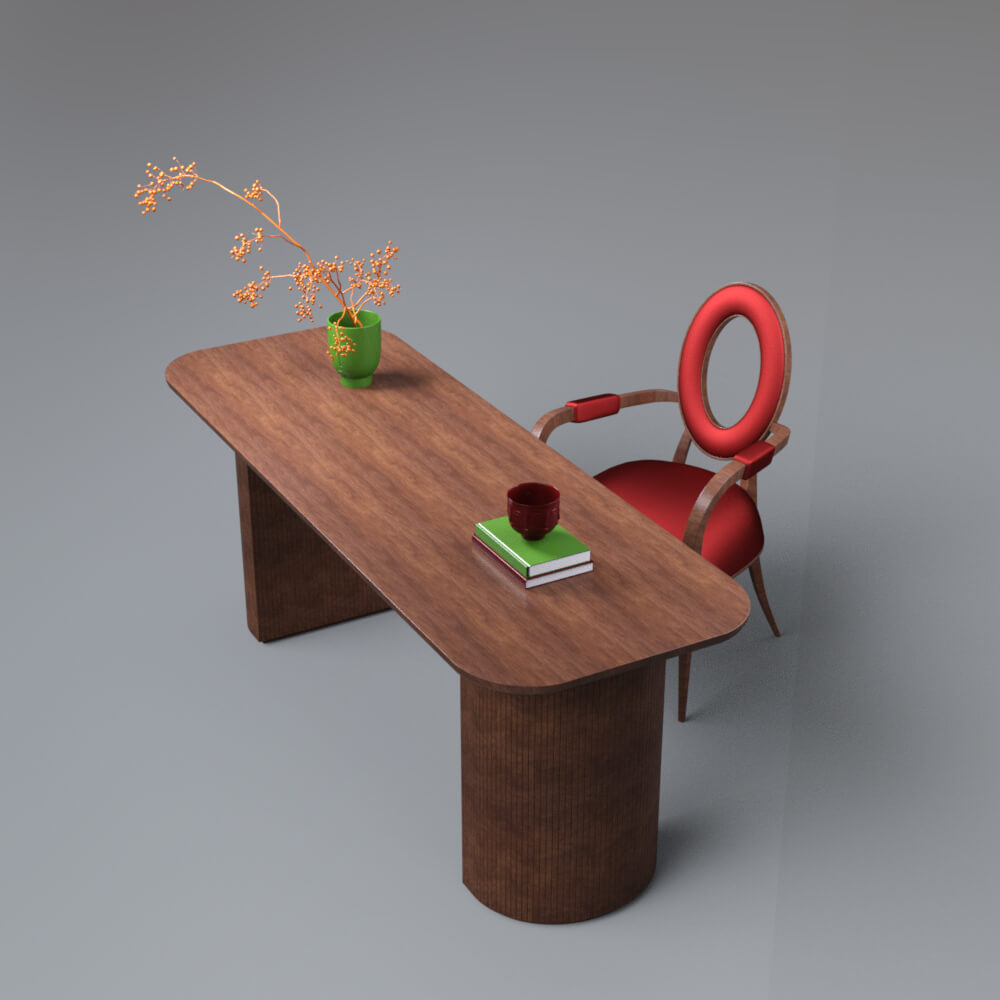 Office Work Table and Chair 15 3D Render, Digital Art by AQ3D