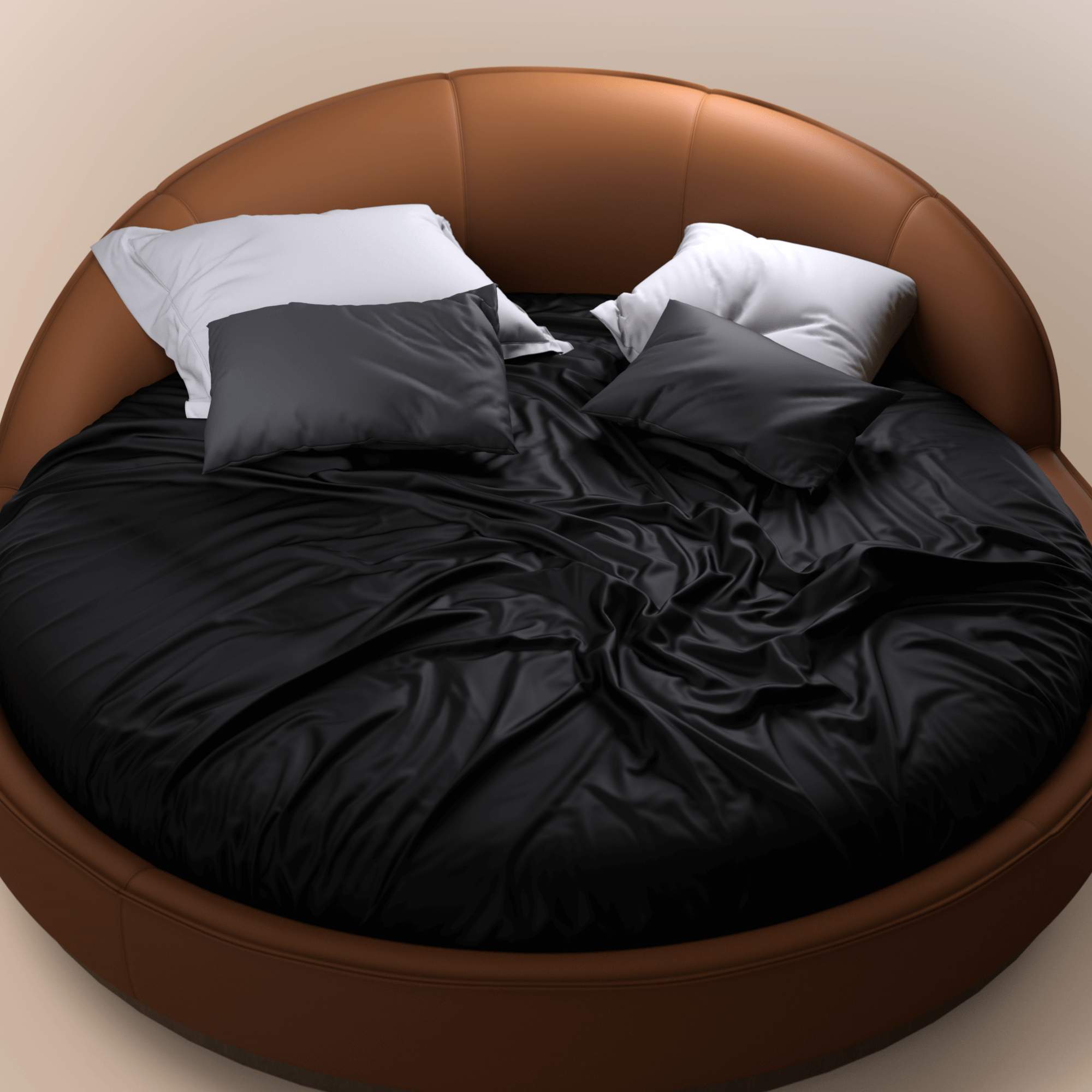 Round Bed 3D Render, Digital Art by AQ3D