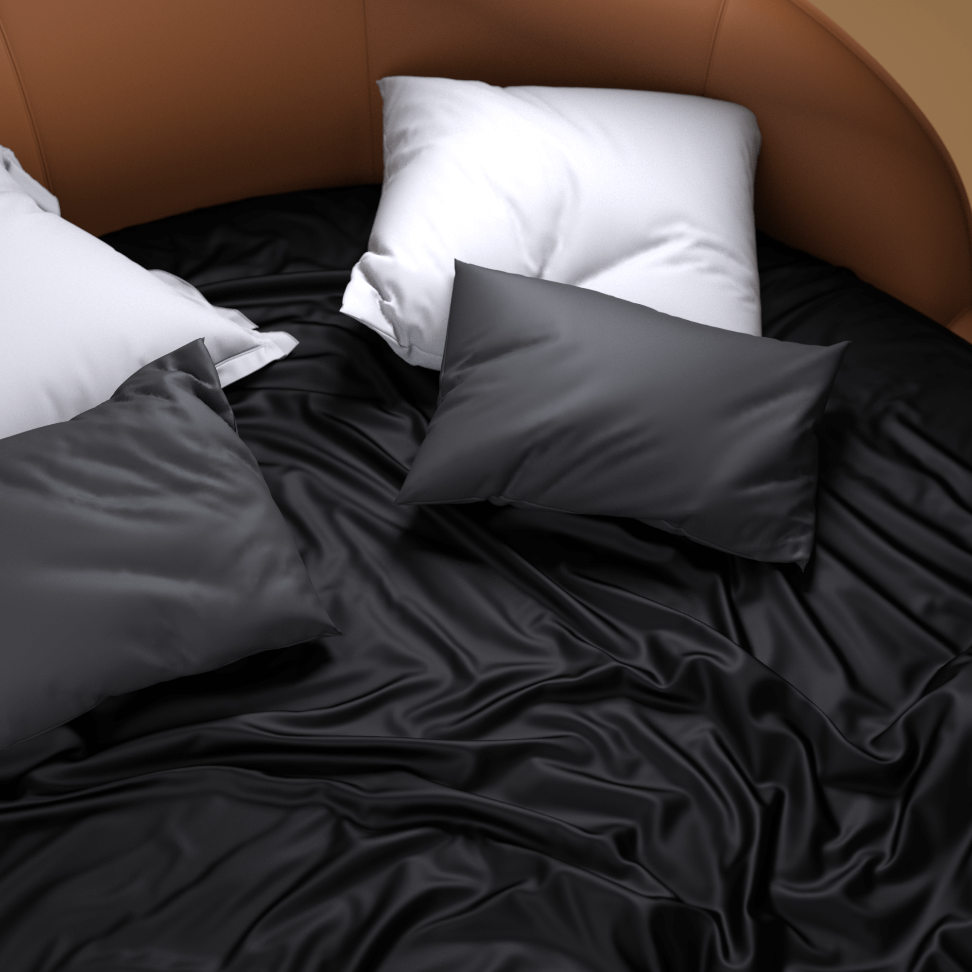Round Bed 3D Render, Digital Art by AQ3D