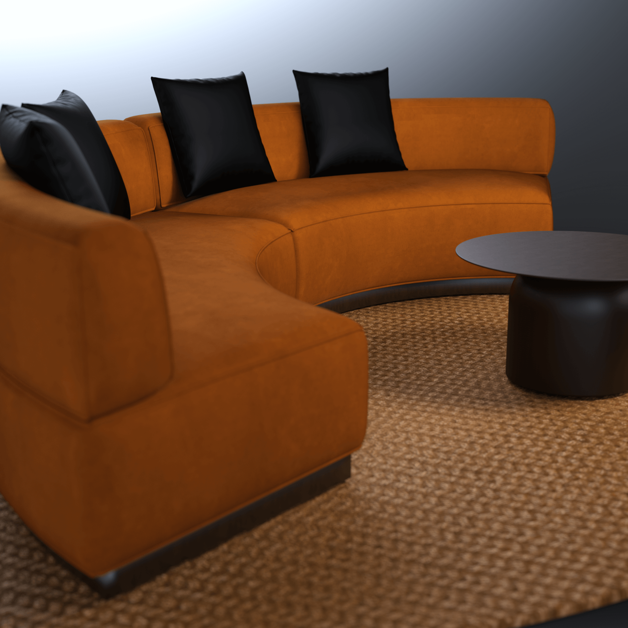Round Sofa and Stool 3D Render, Digital Art by AQ3D