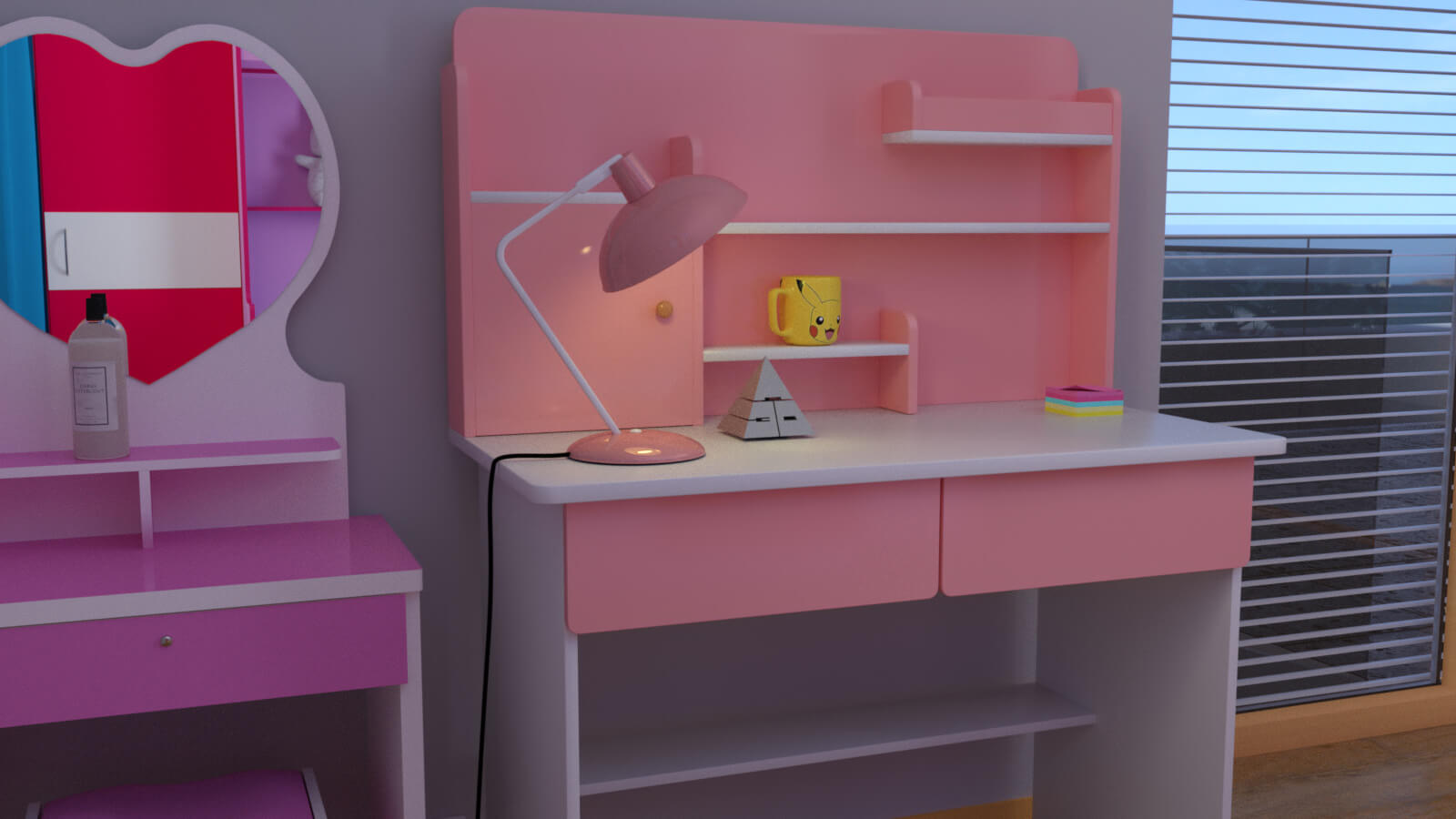 Pink Writing Desk for Lil' Ladies - Daz Content by Aqua3D