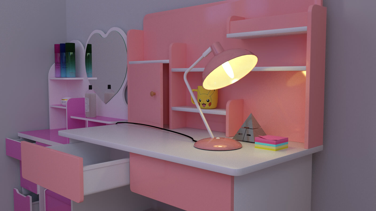 Pink Writing Desk for Lil' Ladies - Daz Content by Aqua3D