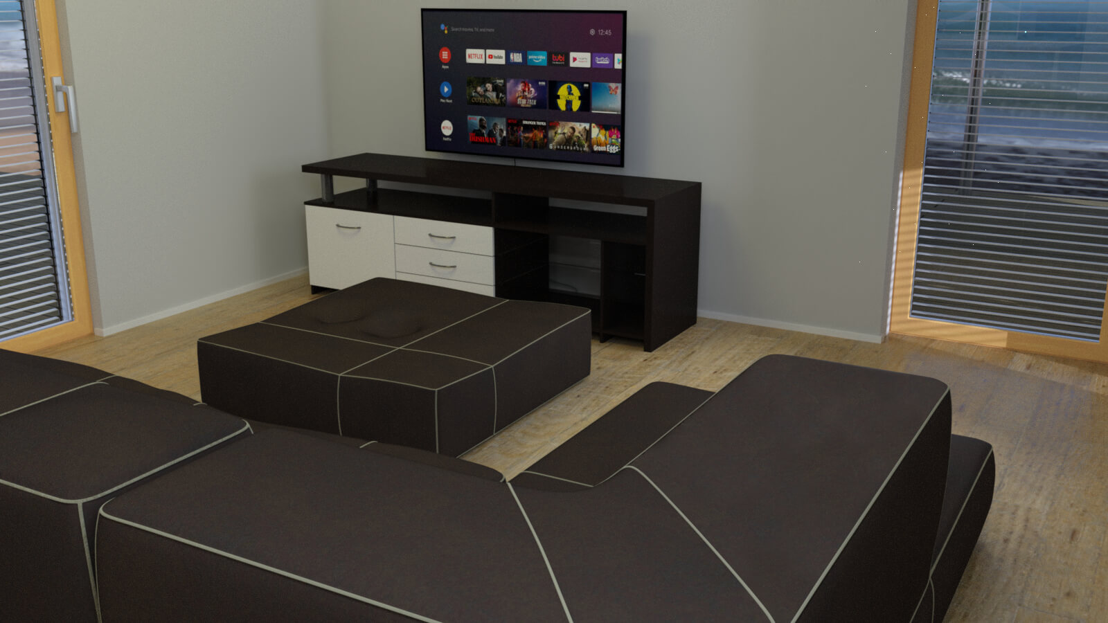 TV Nook - Media Furniture With Couch for The Family Daz Content by Aqua3D