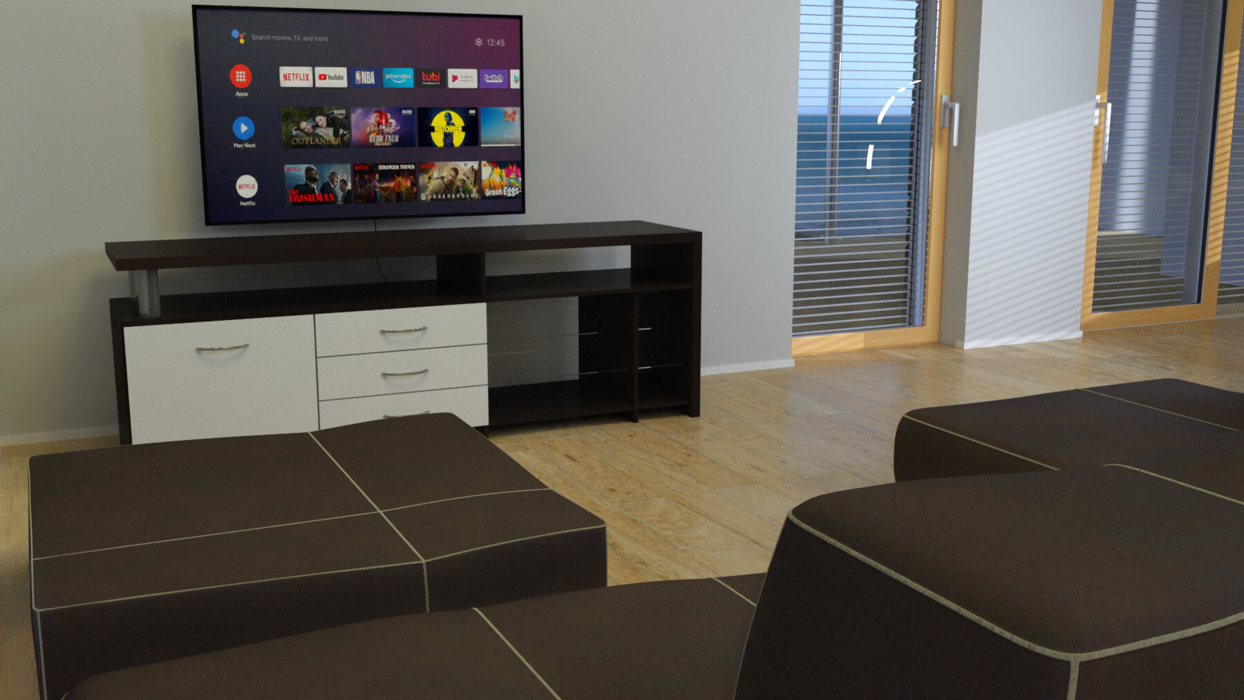 TV Nook - Media Furniture With Couch for The Family Daz Content by Aqua3D