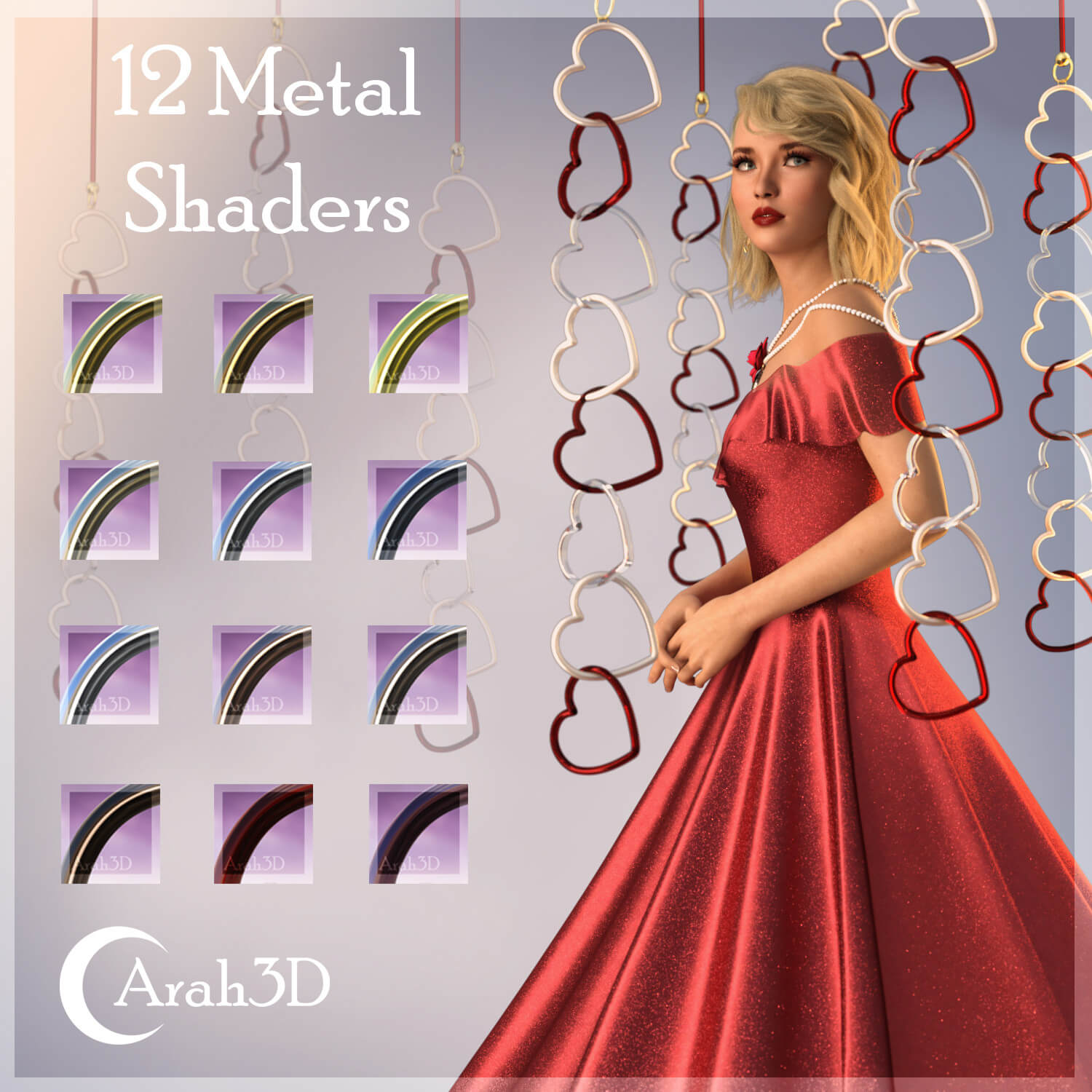 Hanging Hearts - Daz Content by Arah3D