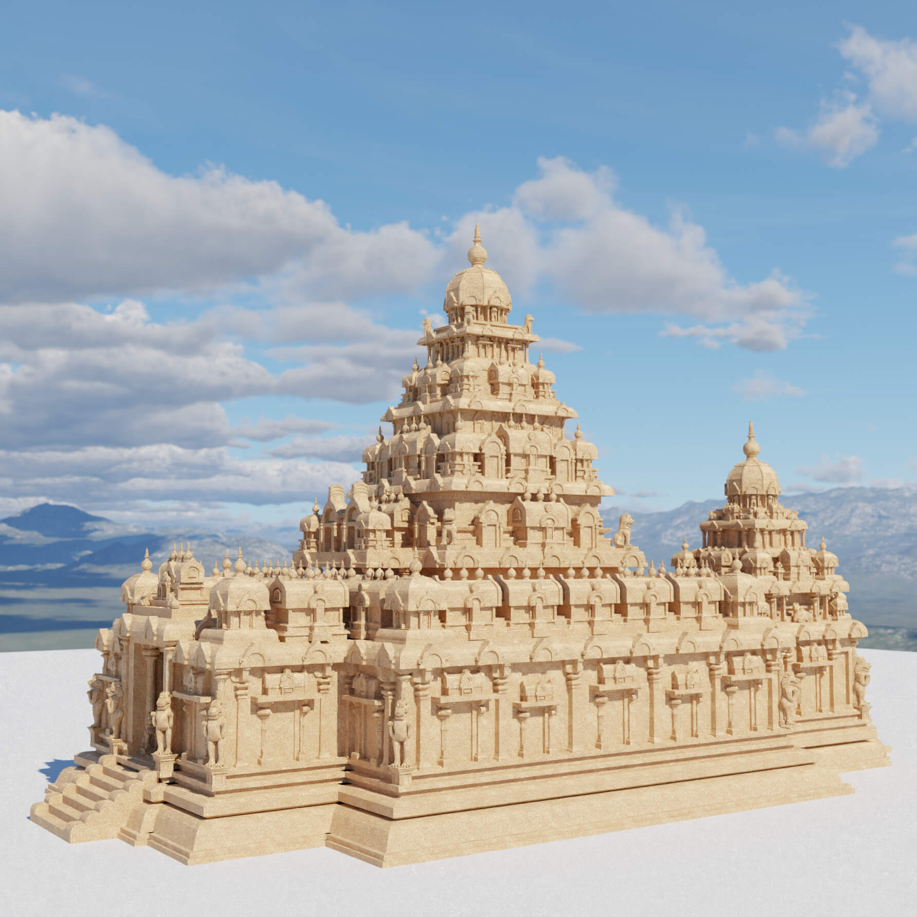 Seashore Temple Complex - 3D Model by arangan