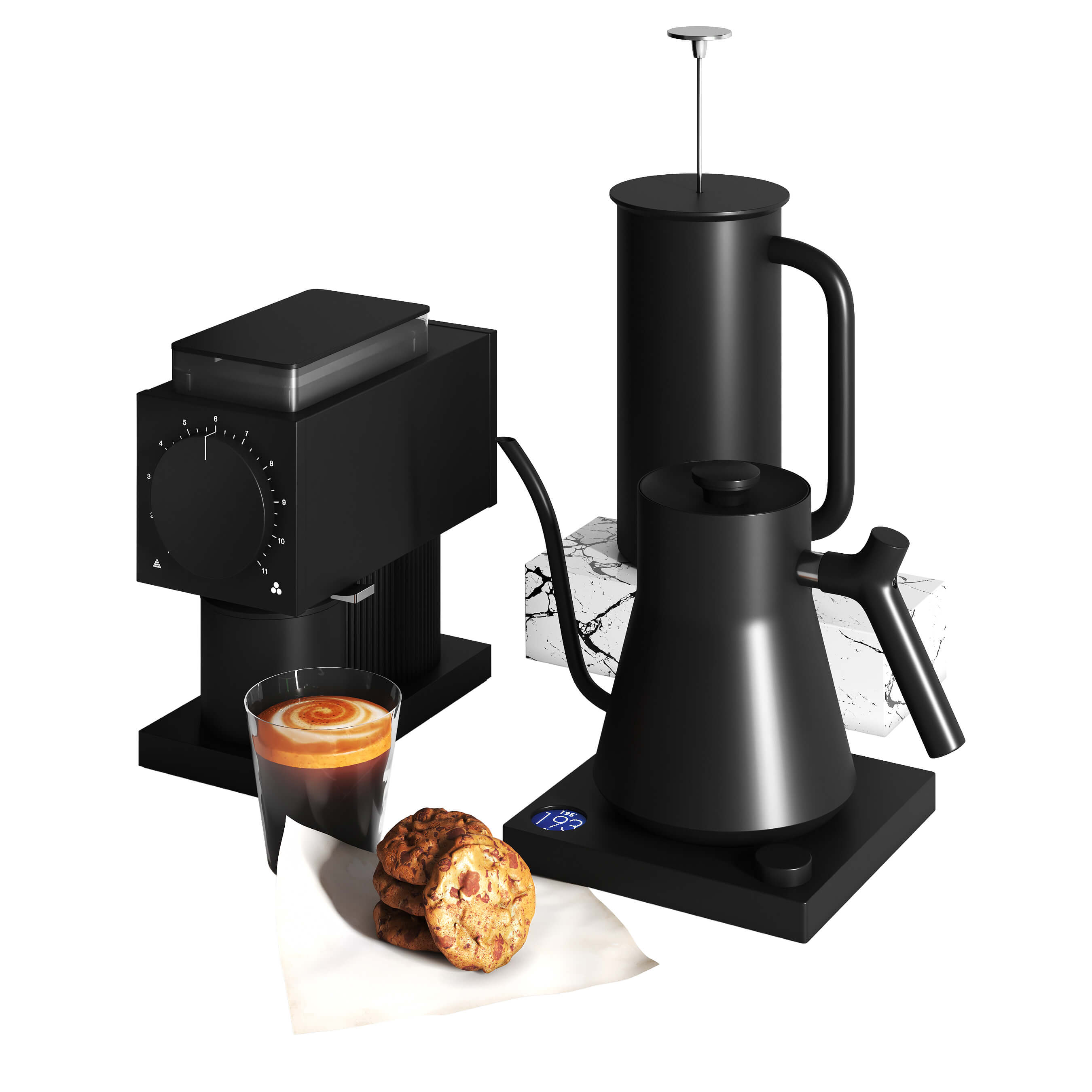 Fellow Ode Set Kettle + Coffee Grinder + French Press - 3D Model by ...