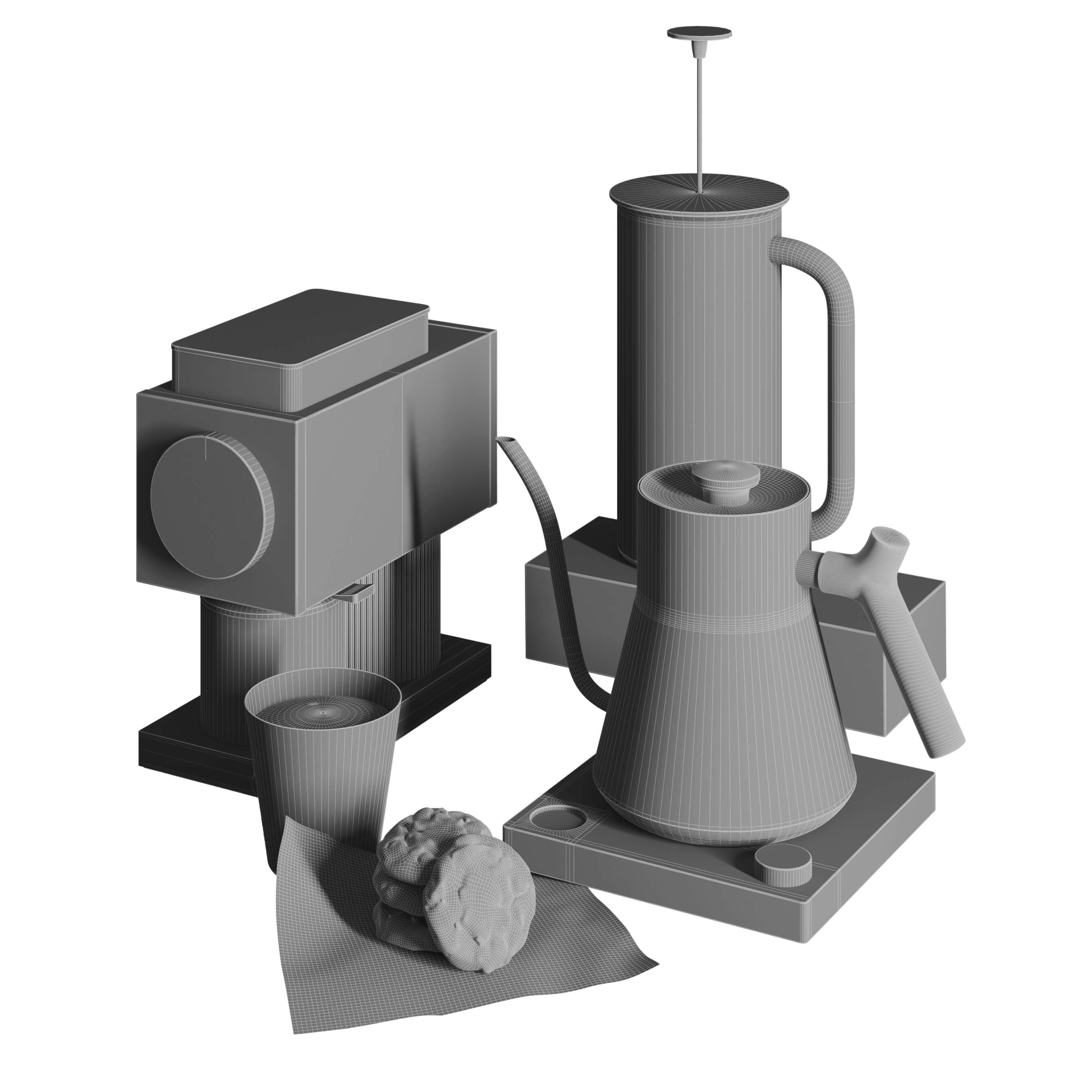 Fellow Ode Set Kettle + Coffee Grinder + French Press - 3D Model by ...