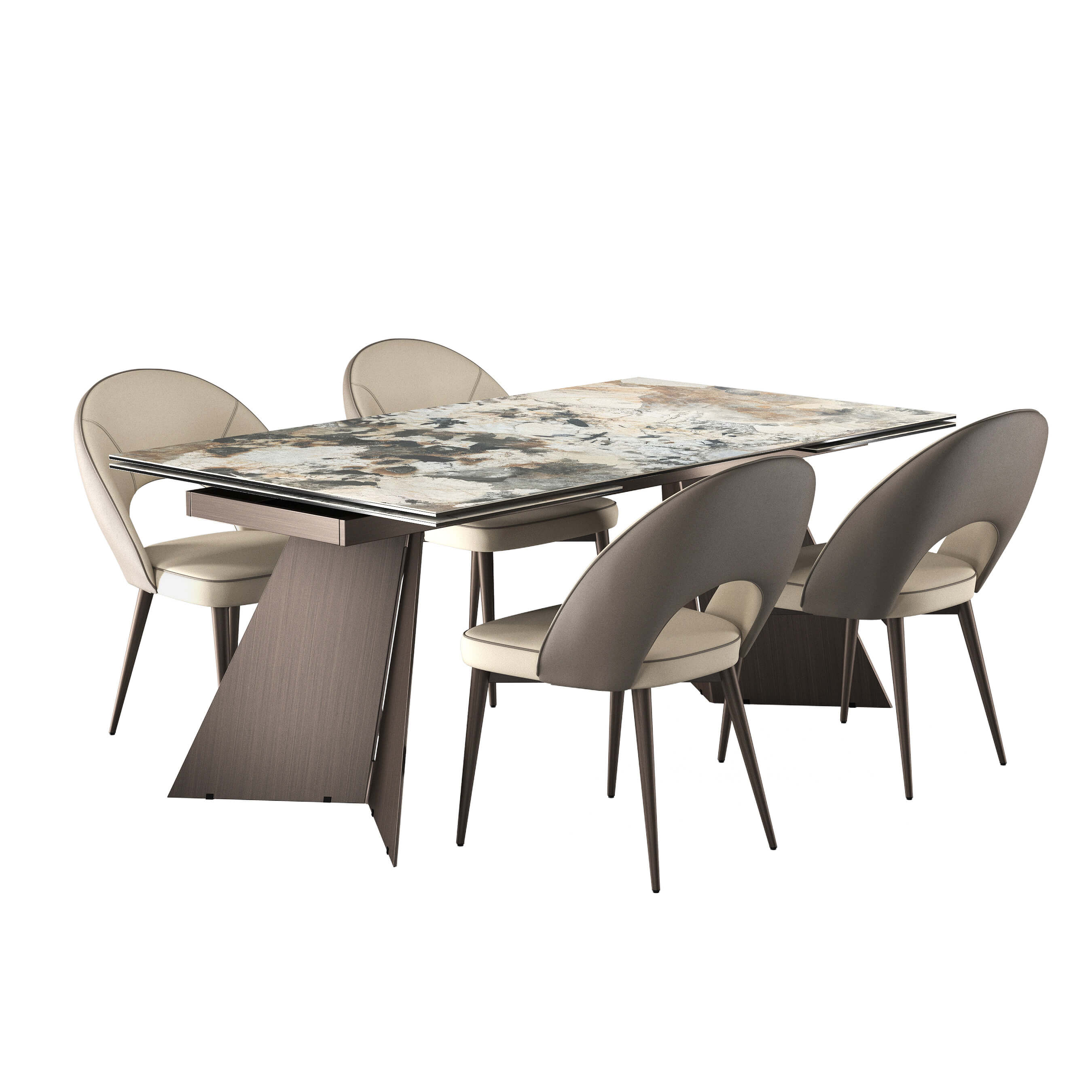 Modena Chairs With Dante Dining Table Paramus Megafurniture - 3D Model ...